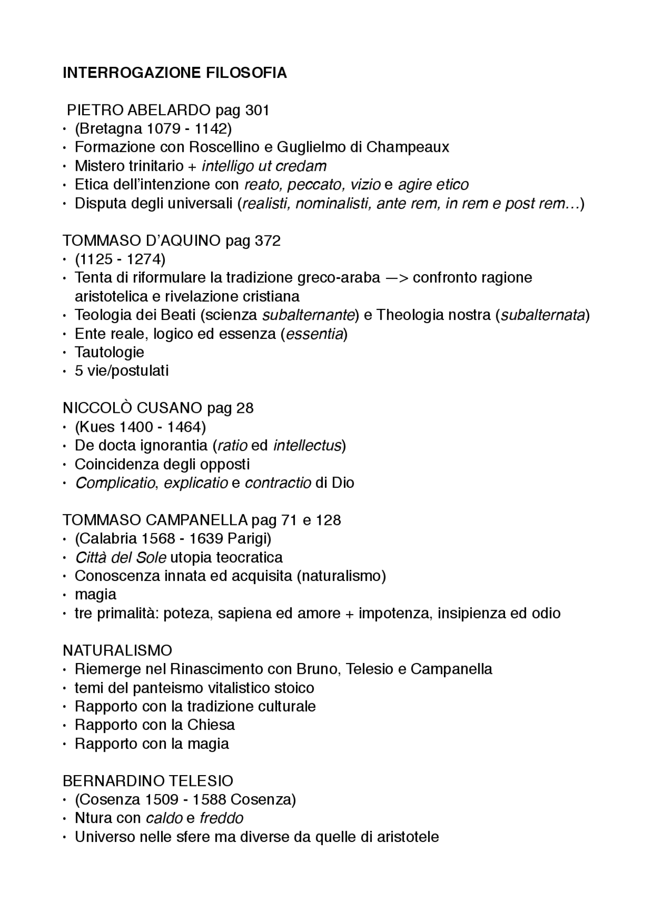 Schemi Di Filosofia Docsity