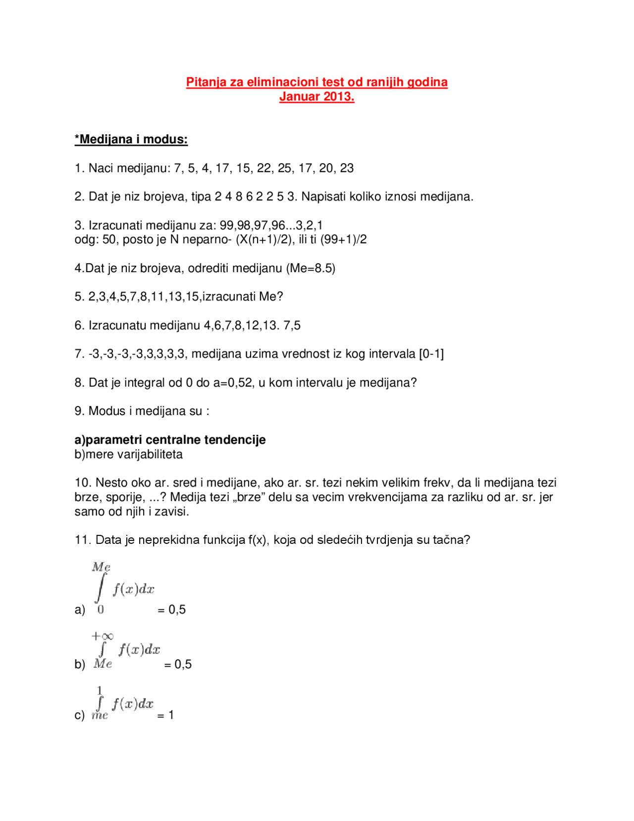 Pitanja Za Eliminacioni Test Skripte Predlog Teorije Evolucije Docsity