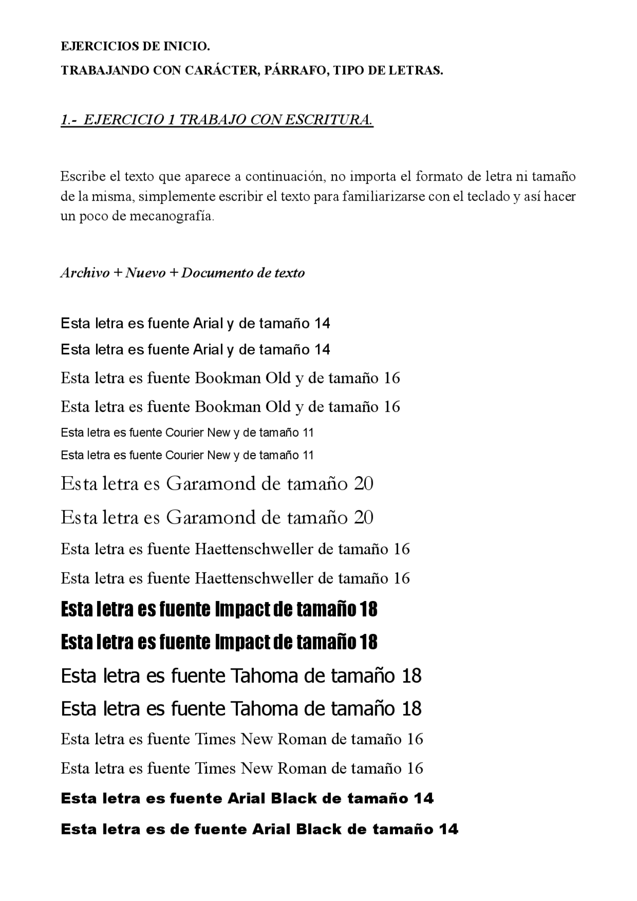 Ejercicios De Ofimática Y Proceso De La Información Docsity
