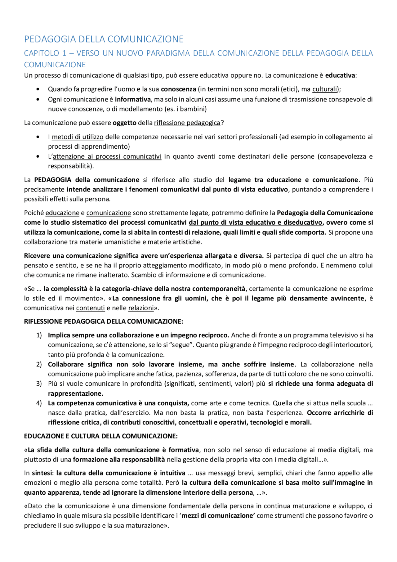 Pedagogia Della Comunicazione Docsity
