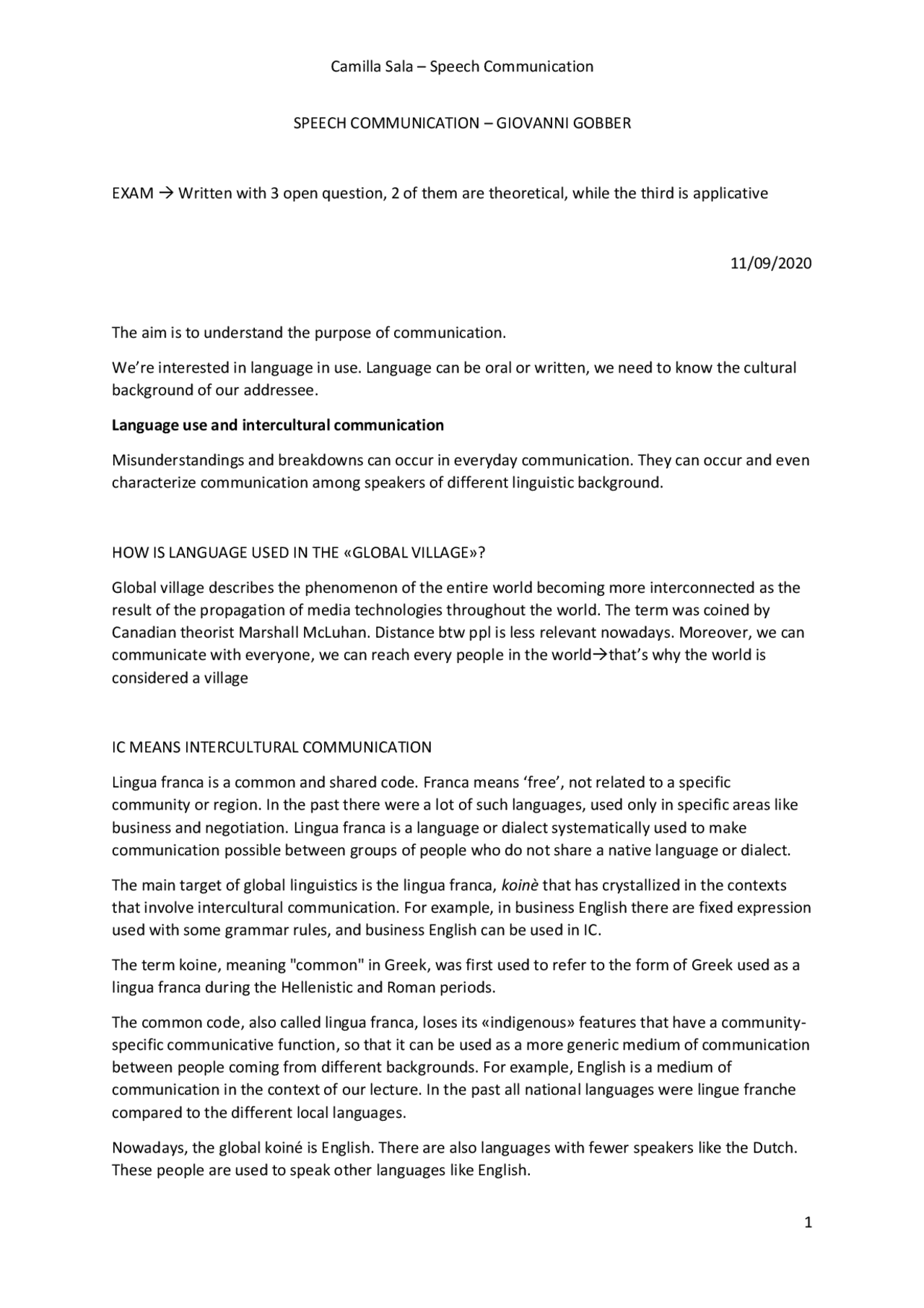 Appunti Speech Communication Esir Docsity