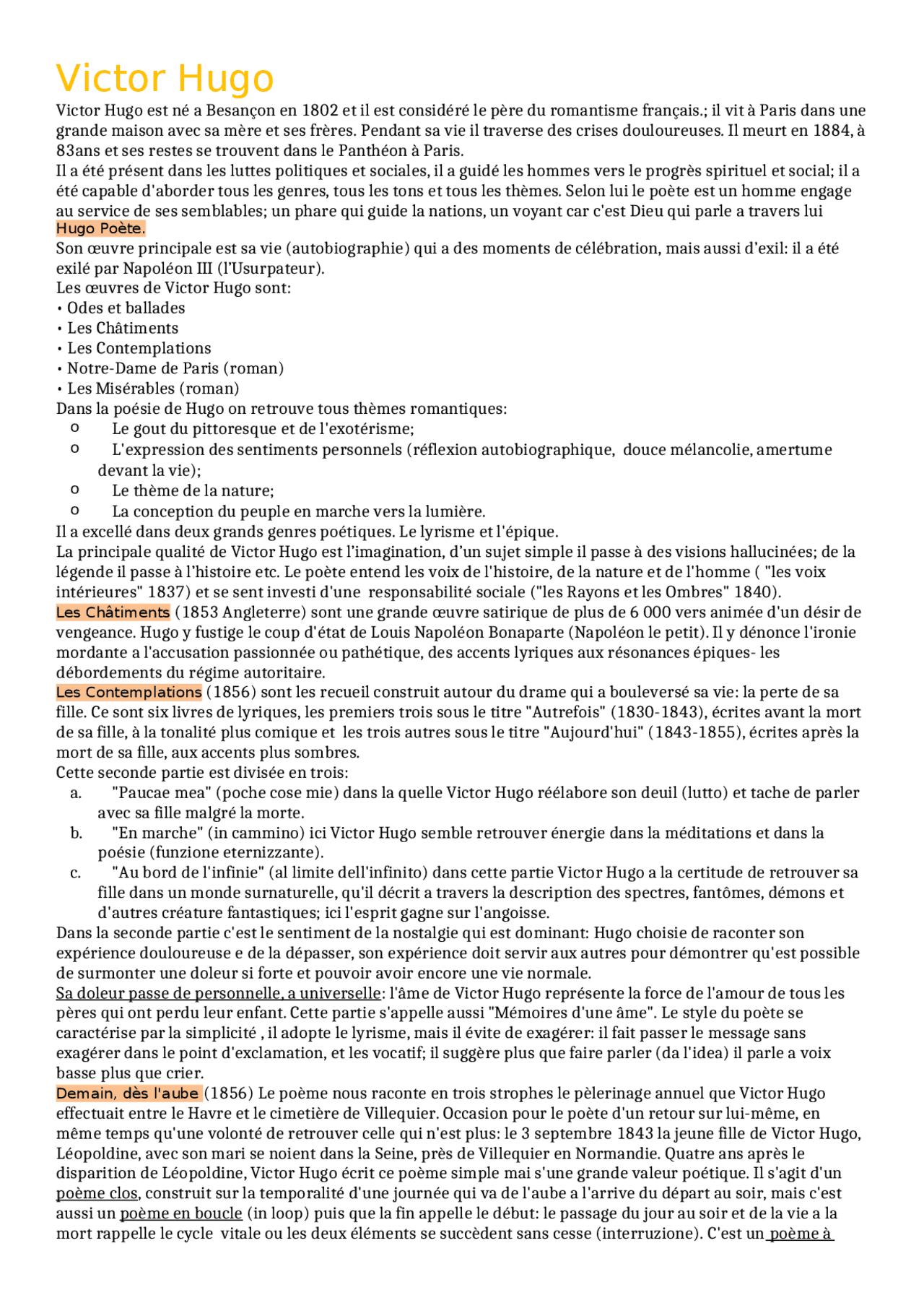 Appunti Francese Victor Hugo Docsity