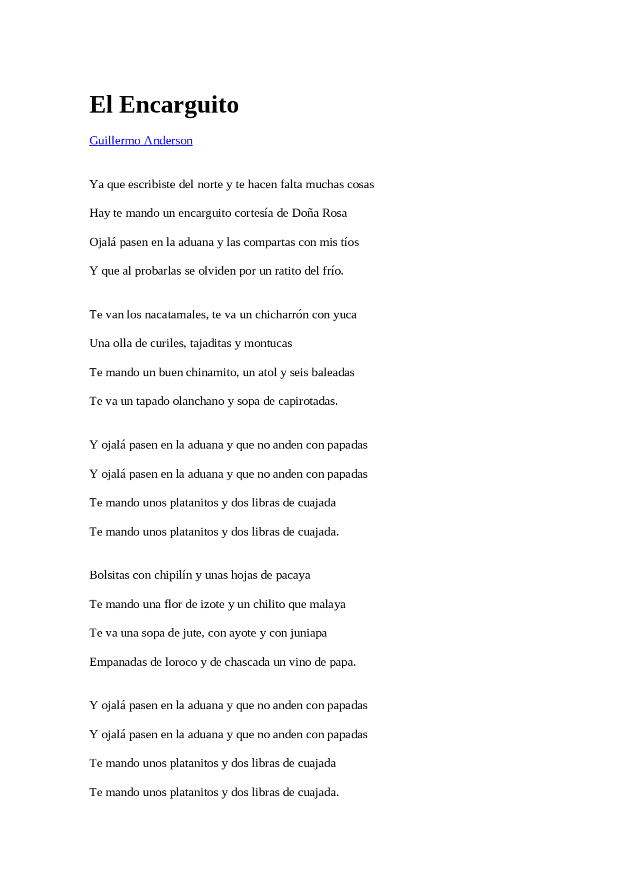Canción el encarguito - Docsity