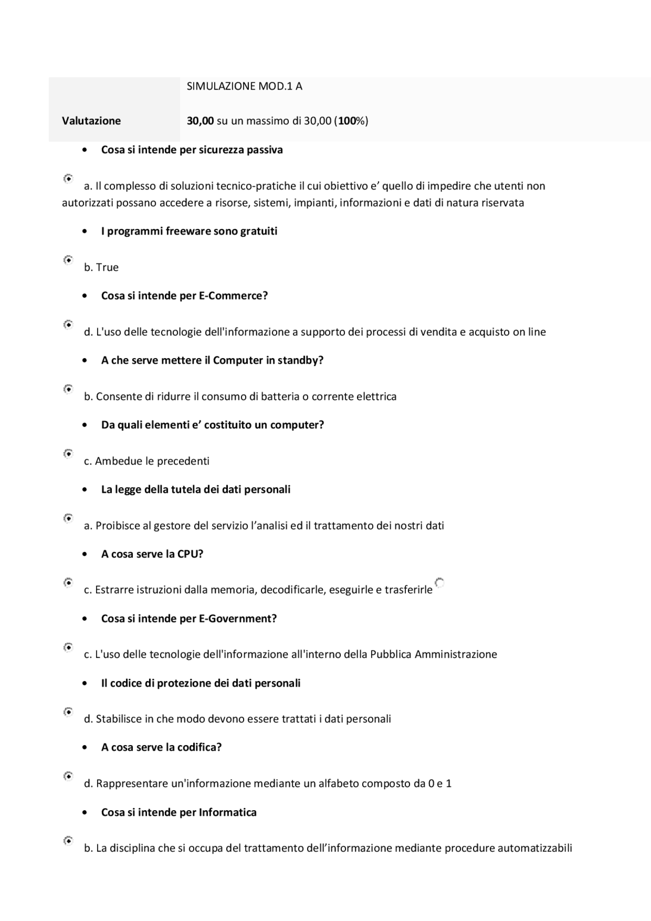 RISPOSTE EIRSAF FULL - ESAME 7 MOD ~Uniscientia - Docsity