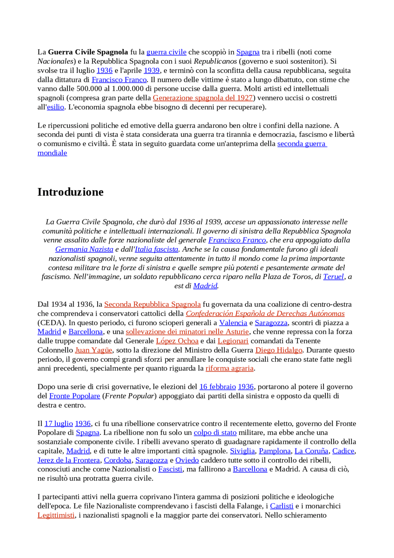Riassunto Guerra Civile Spagnola Docsity