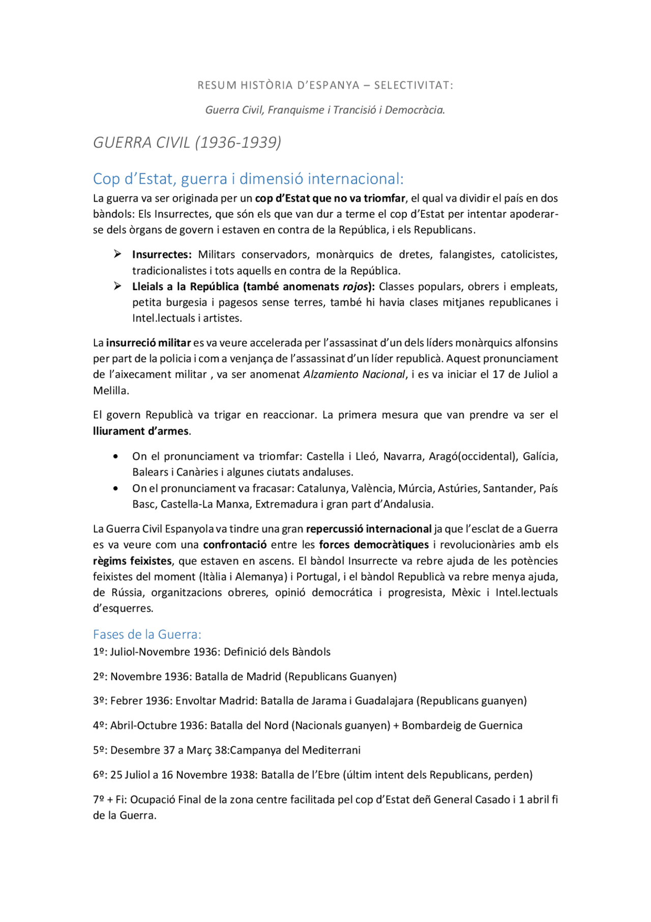 Historia Selectivitat Docsity