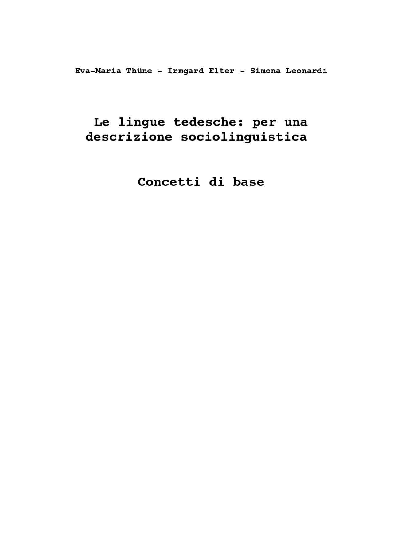 Thuene - concetti di base - Docsity