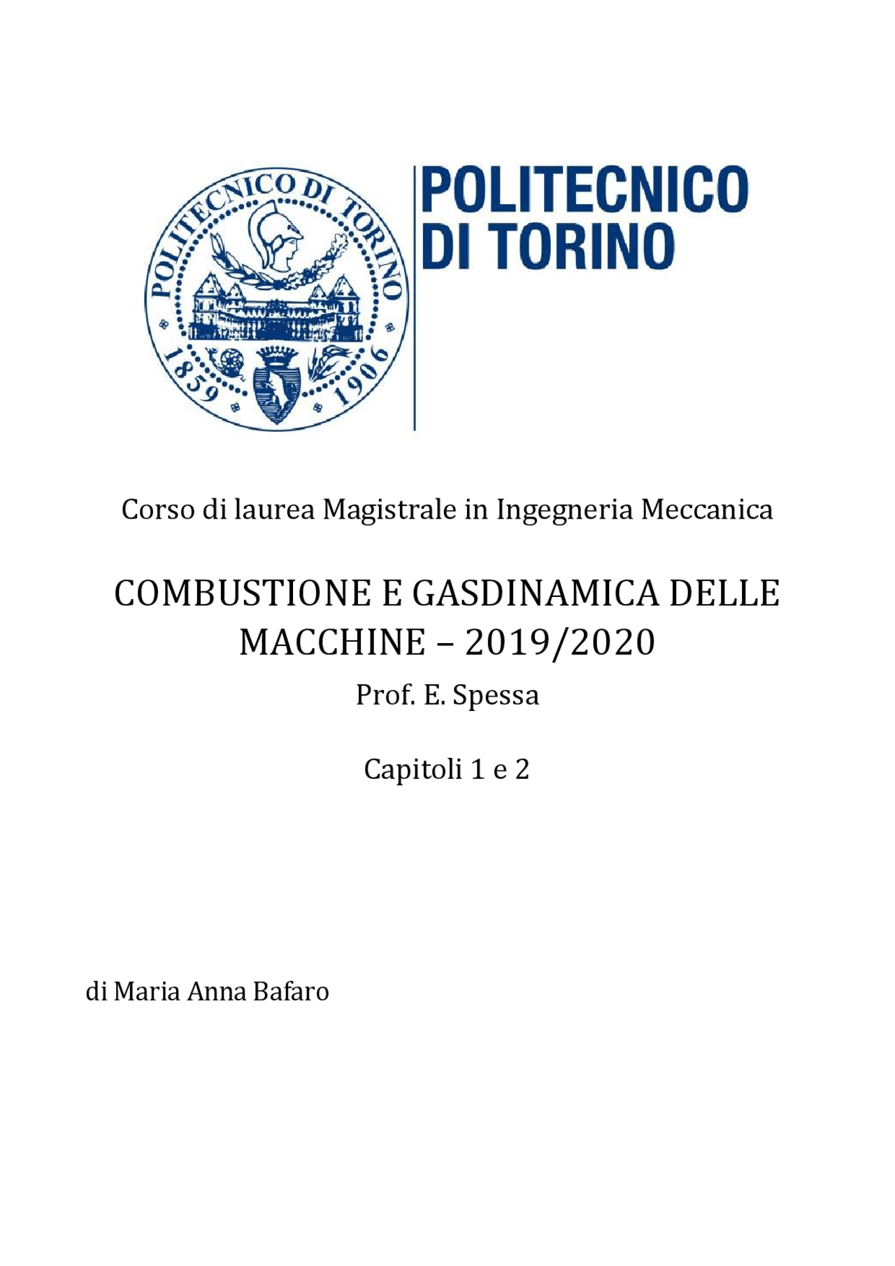 COMBUSTIONE E GASDINAMICA DELLE MACCHINE, prof E. Spessa - cap. 1+2 ...