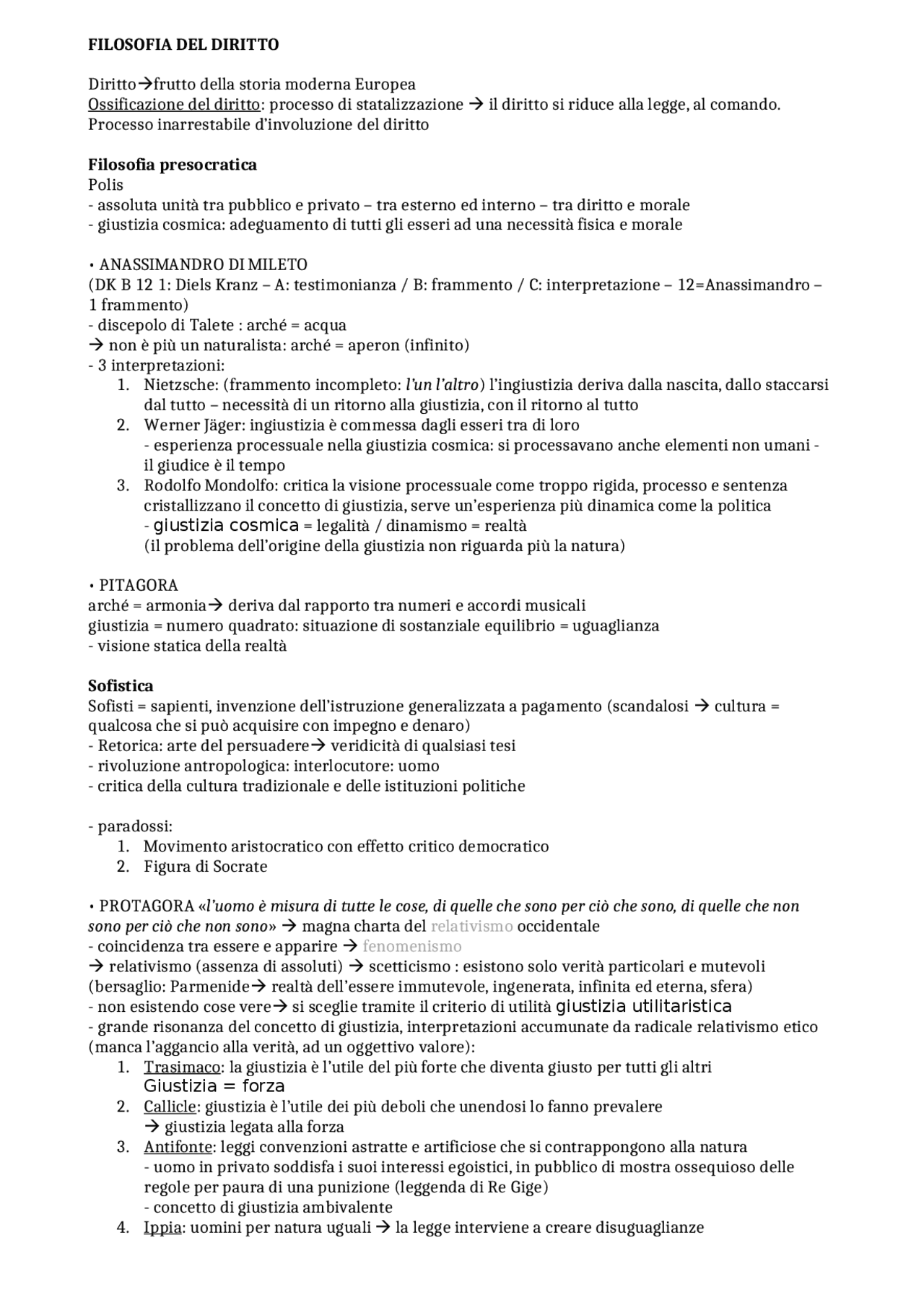 Riassunto Filosofia Del Diritto Docsity