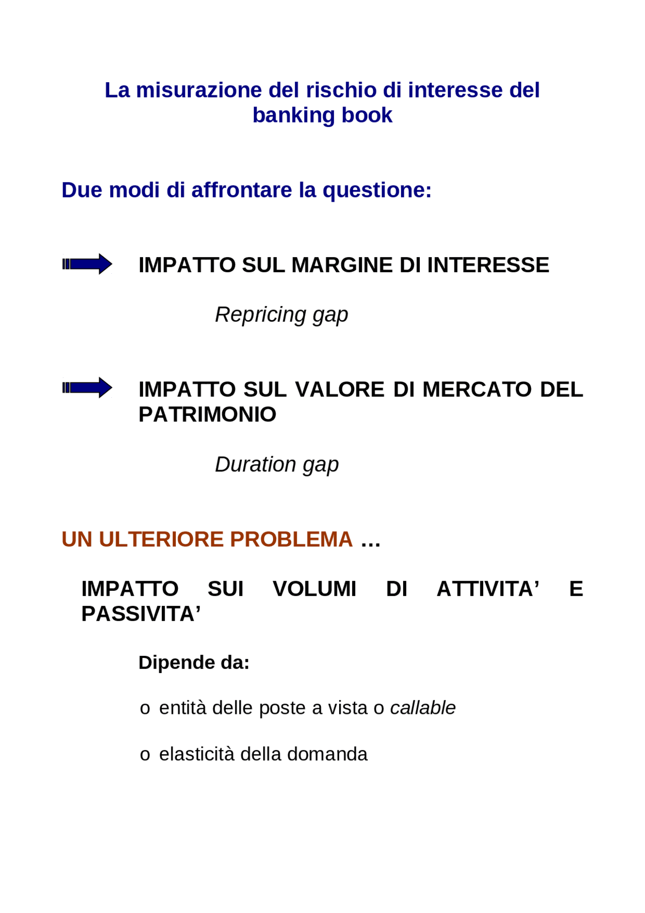 Repricing Gap e misurazione del rischio | Dispense di Finanza | Docsity