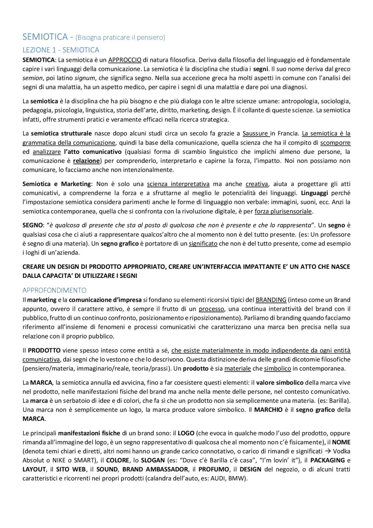 Semiotica Della Comunicazione Docsity