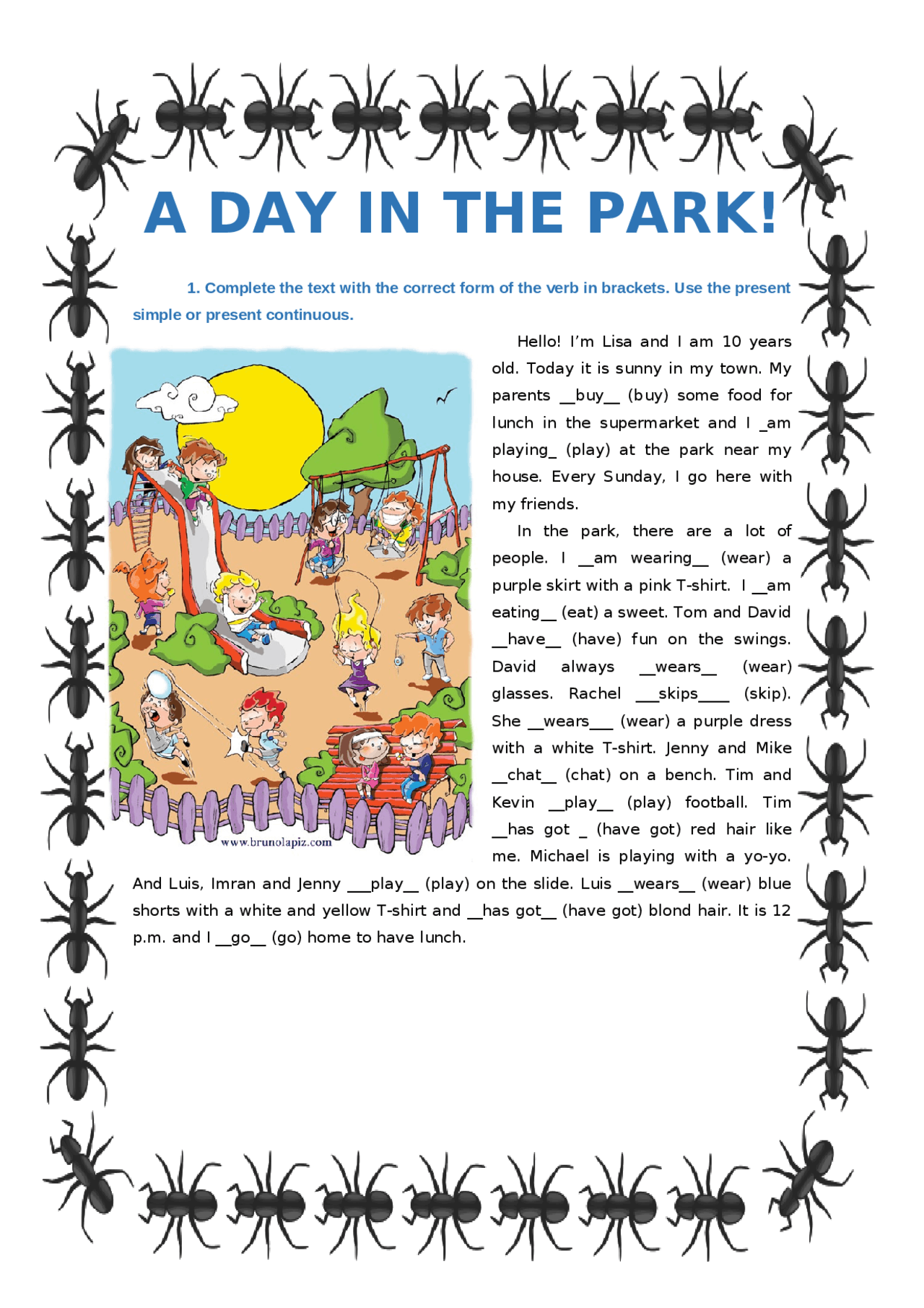 A day in the park activity - Docsity