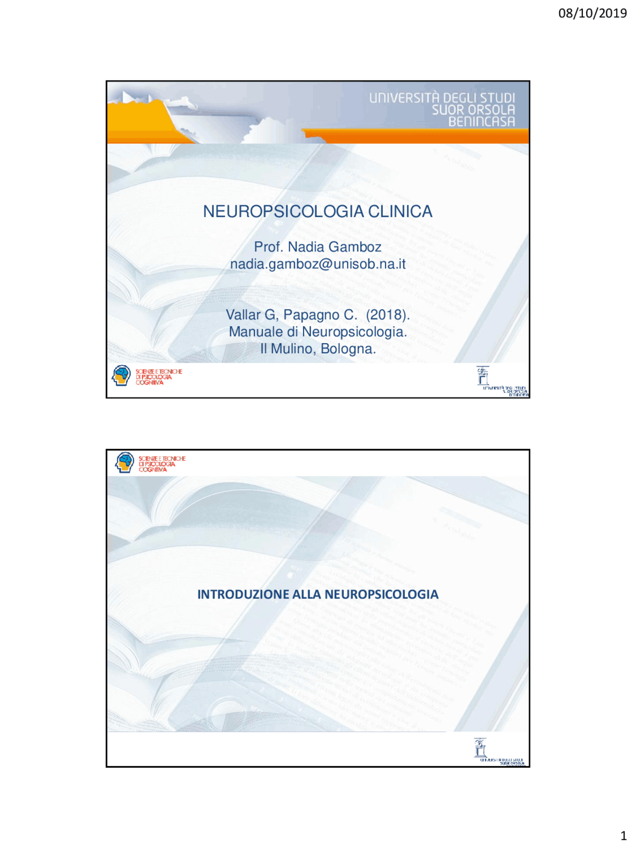 Neuropsicologia Clinica E Sperimentale Docsity