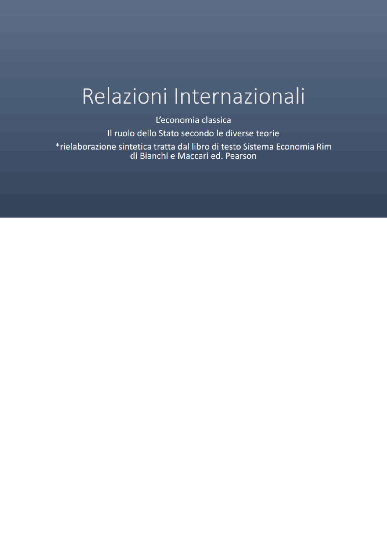 Teorie Classiche Relazioni Internazionali Docsity