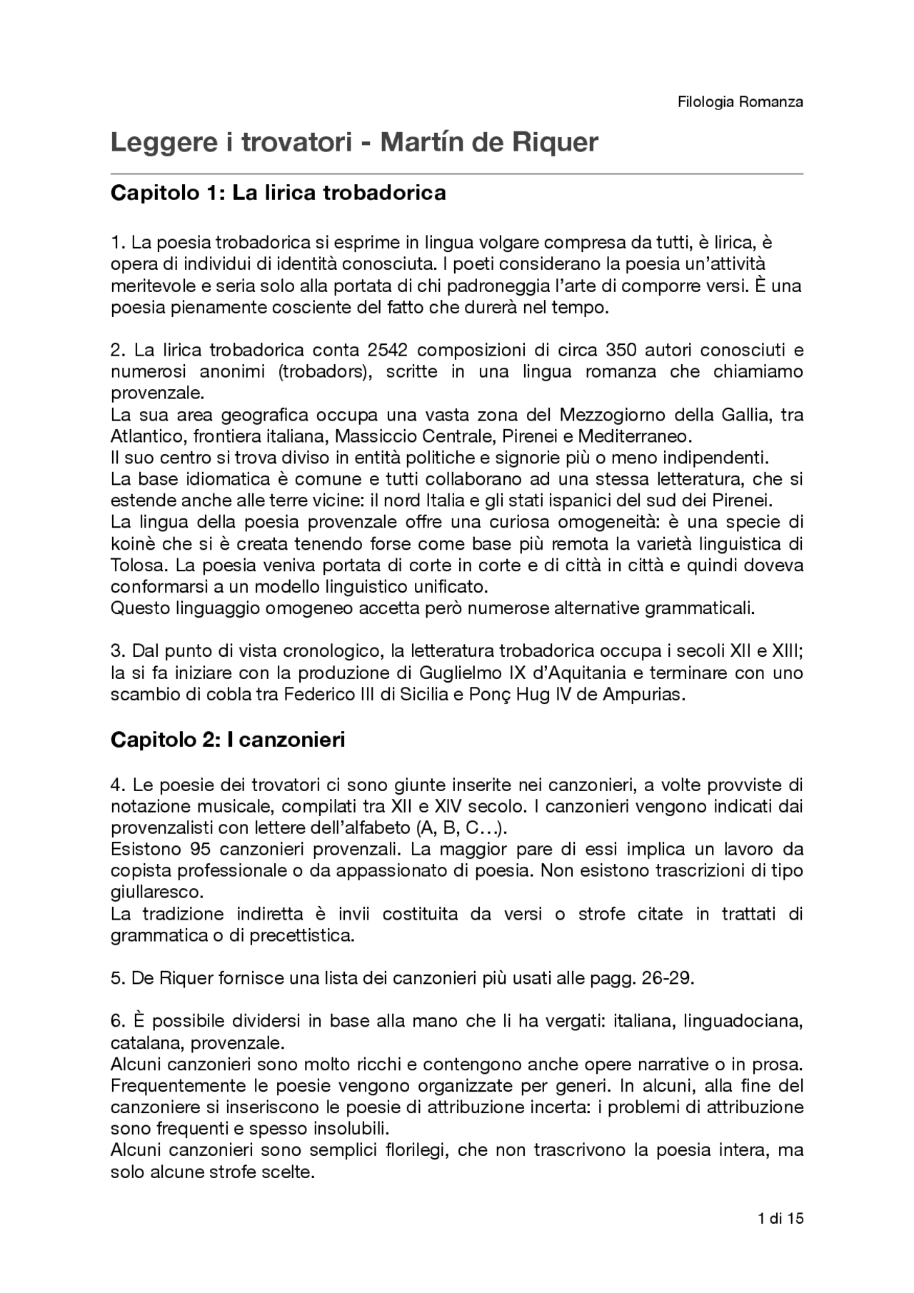 Riassunto Leggere I Trovatori Martín De Riquer Docsity