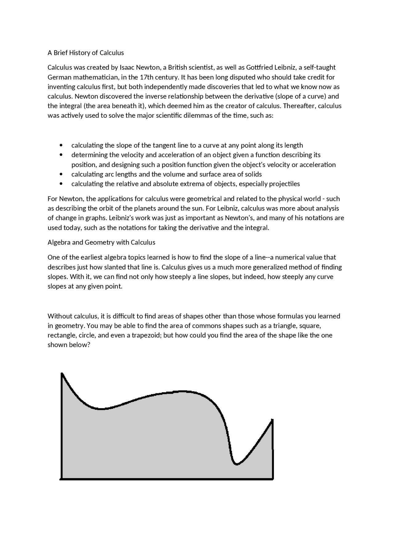 Calculus and Statistics - Docsity