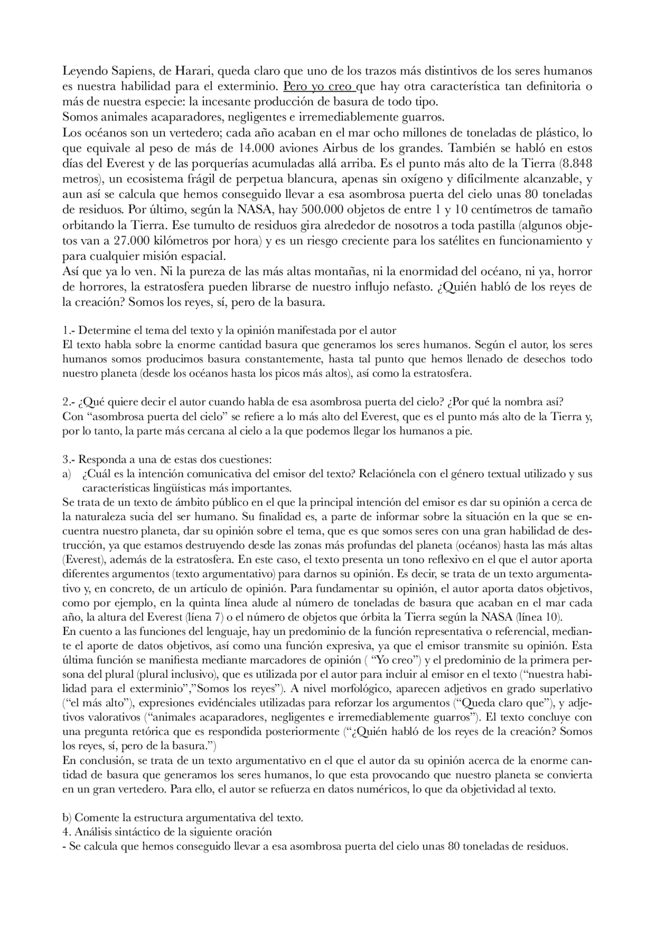 Comentario De Texto Ejercicios De Lengua Y Literatura Docsity