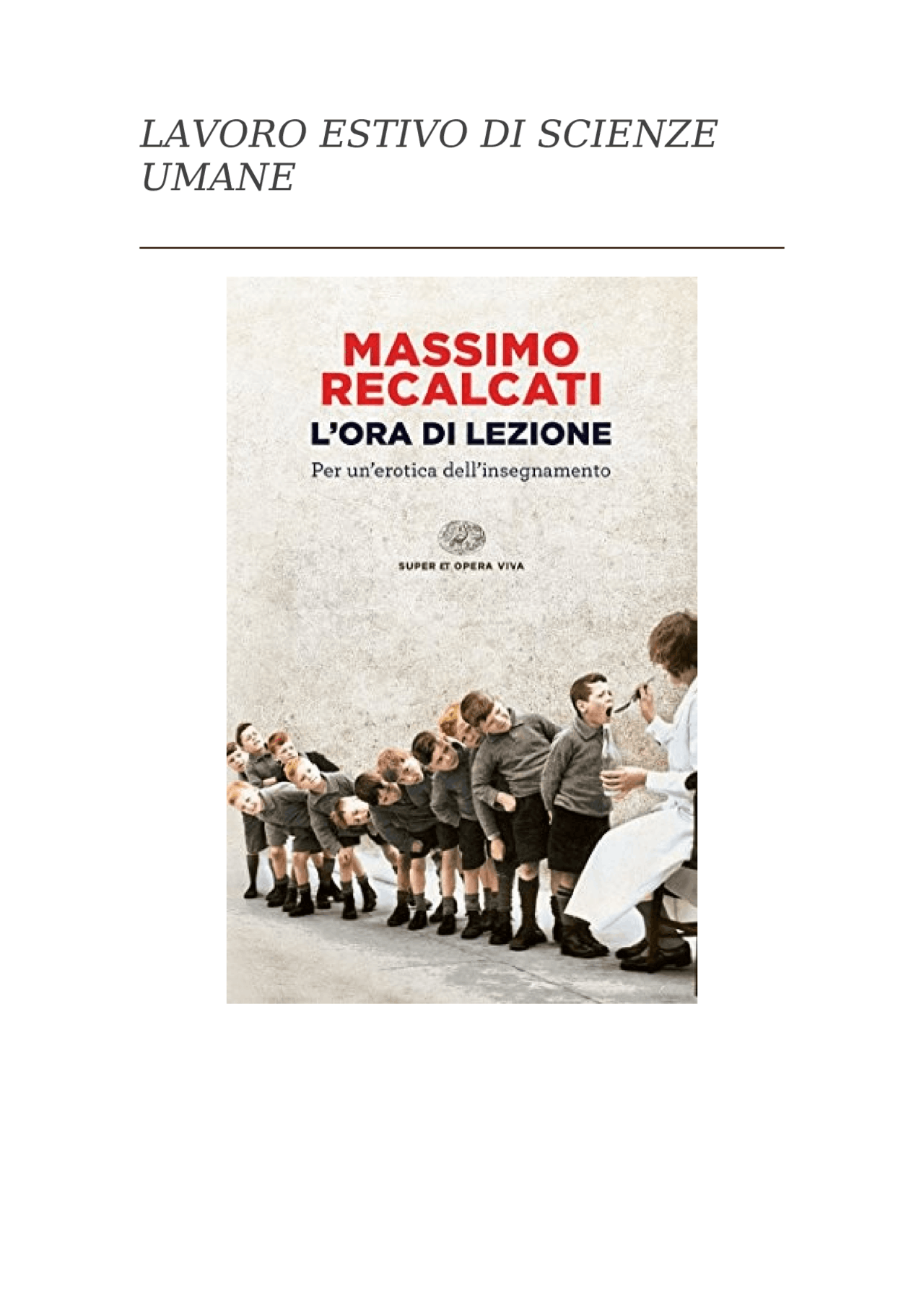 Lora Di Lezione Di Massimo Recalcati Docsity