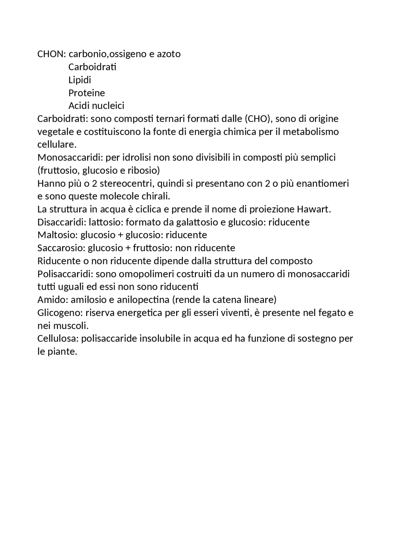 Carboidrati Scienze Biologiche Docsity