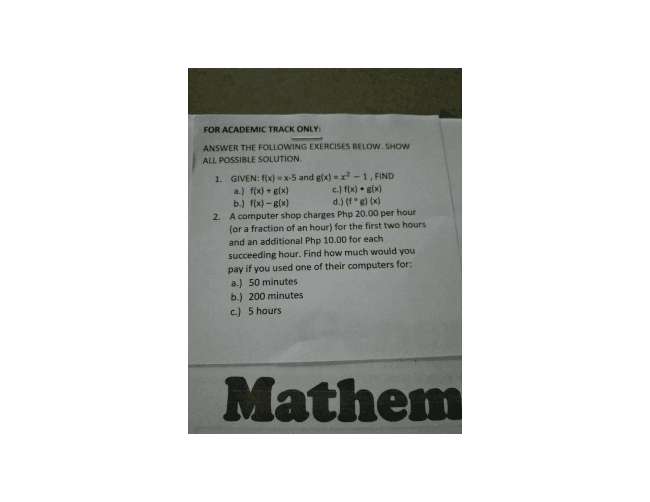 Grade 11 Precalculus Module 1 - Docsity