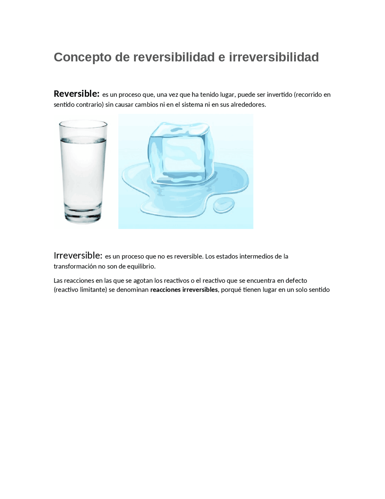 Reversibilidad e irreversibilidad - Docsity