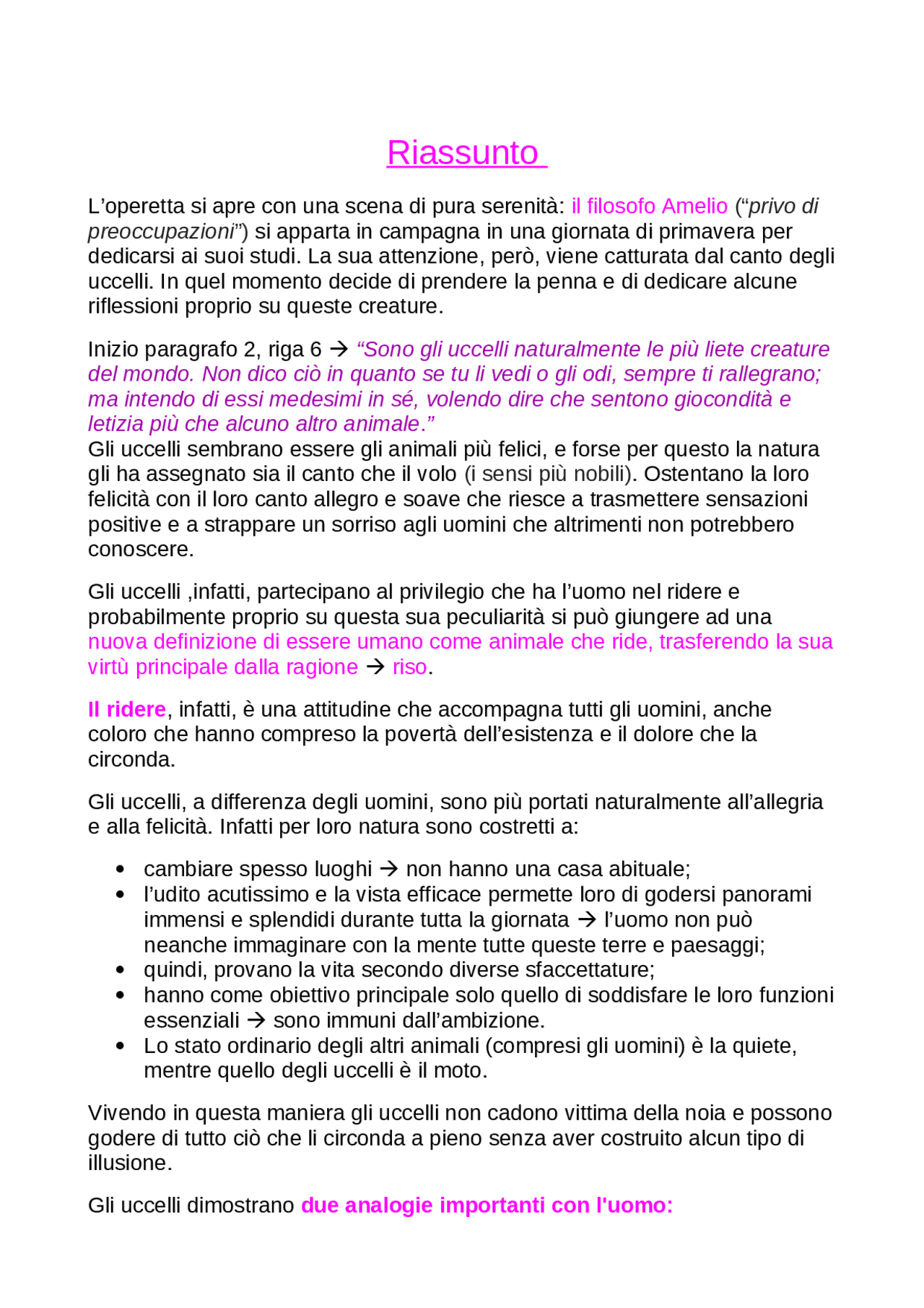 "elogio degli uccelli" di Giacomo Leopardi - Docsity