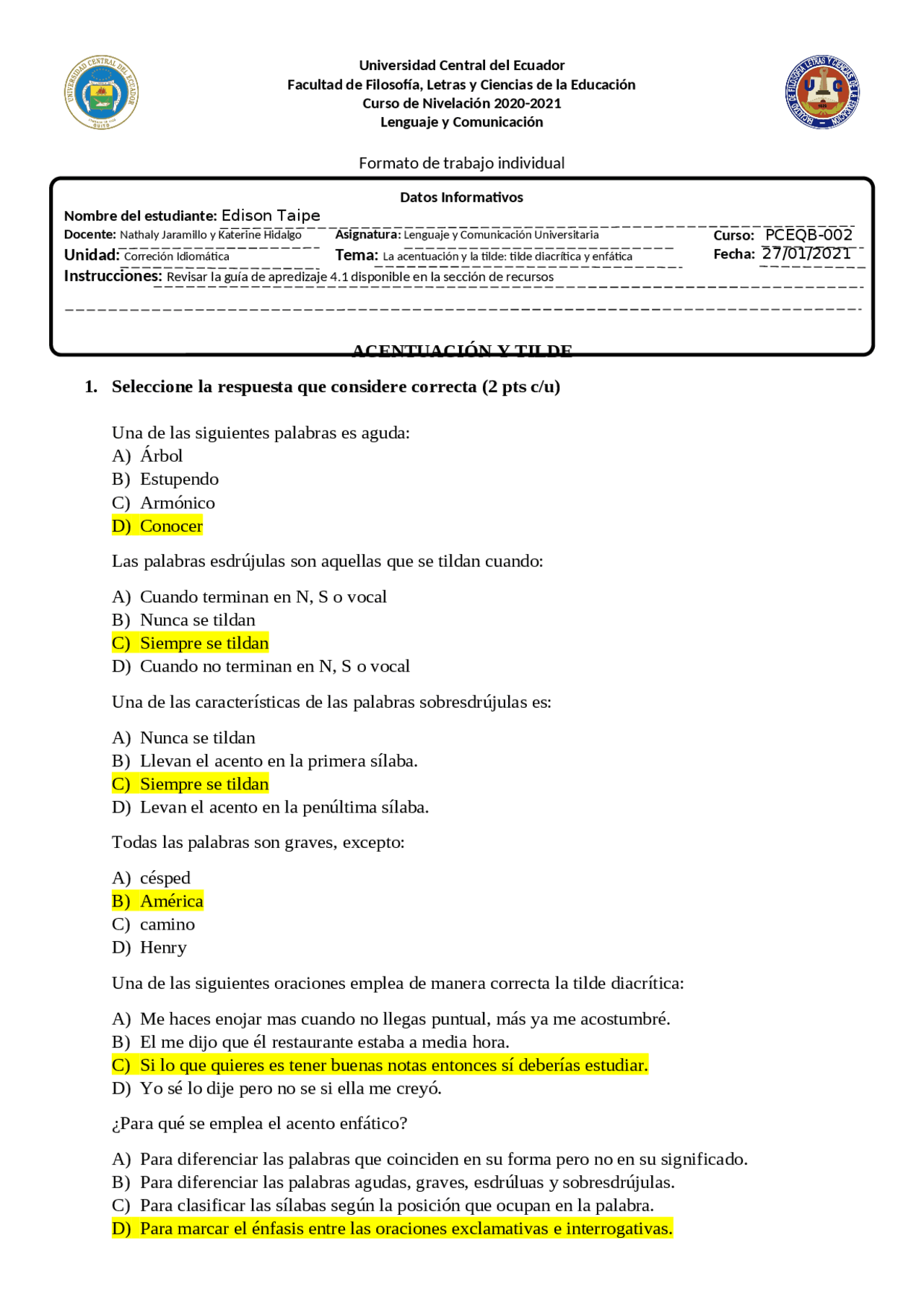 Utilizacion de la letra zcj - Docsity