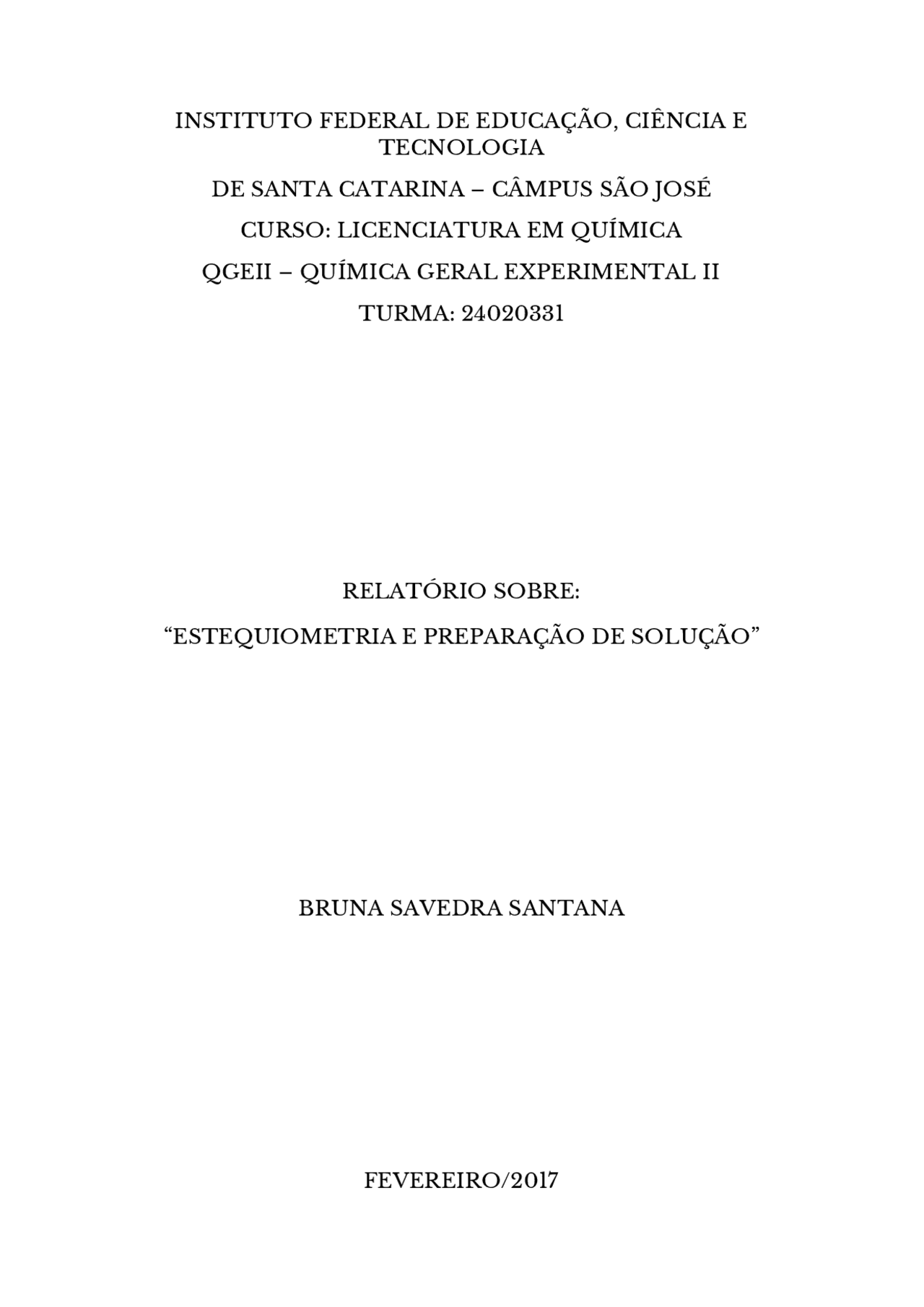 Estequiometria E Preparação De Solução Docsity