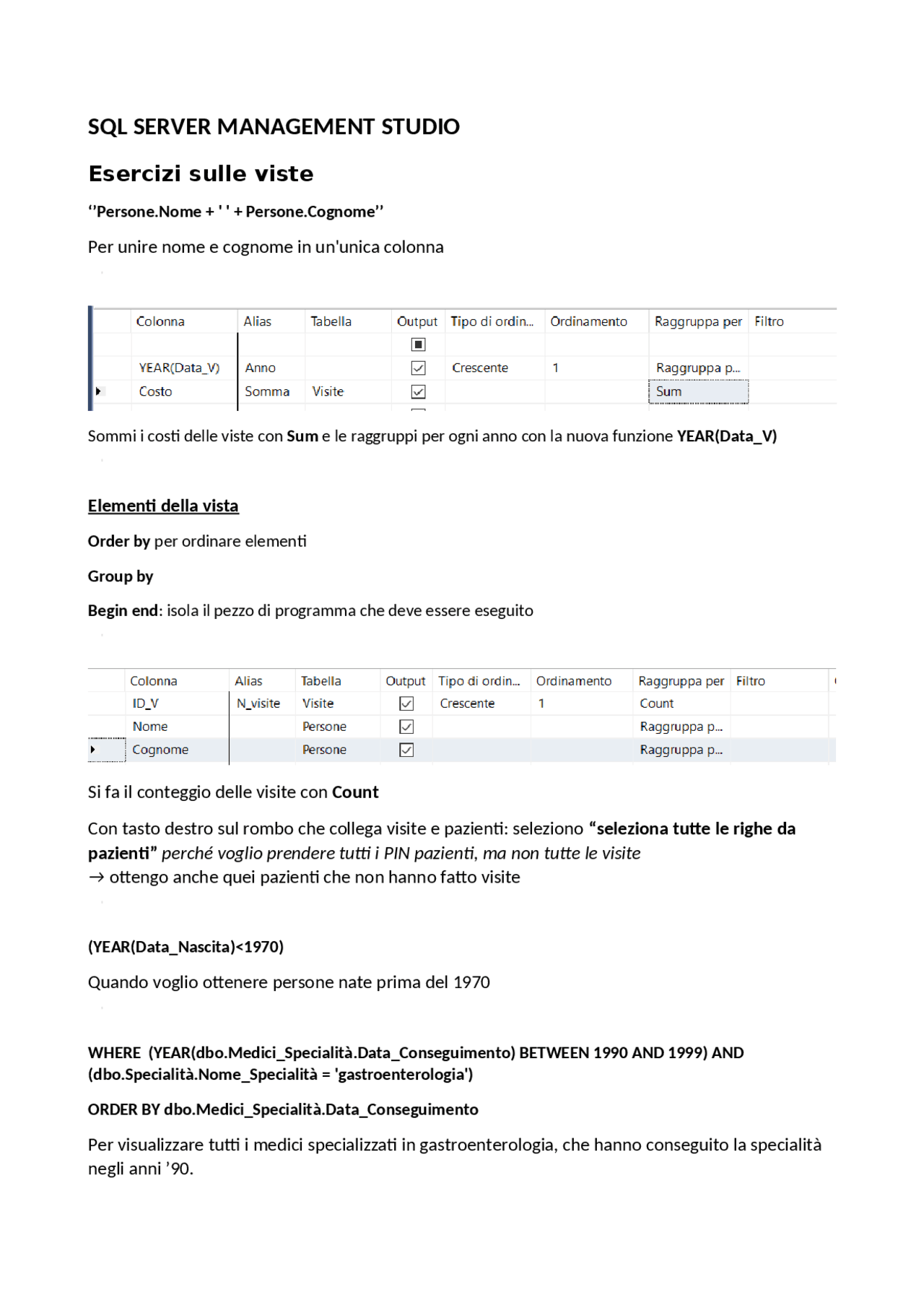 Appunti Su Esercizi Di Sql Docsity
