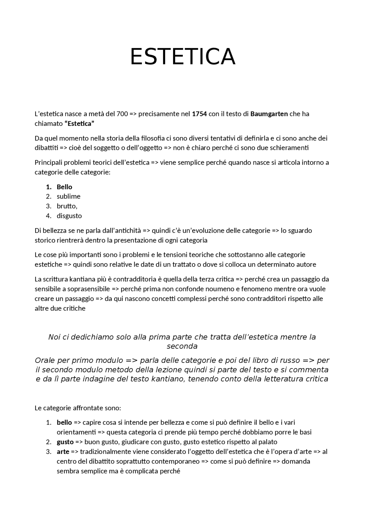 Introduzione A Estetica Docsity