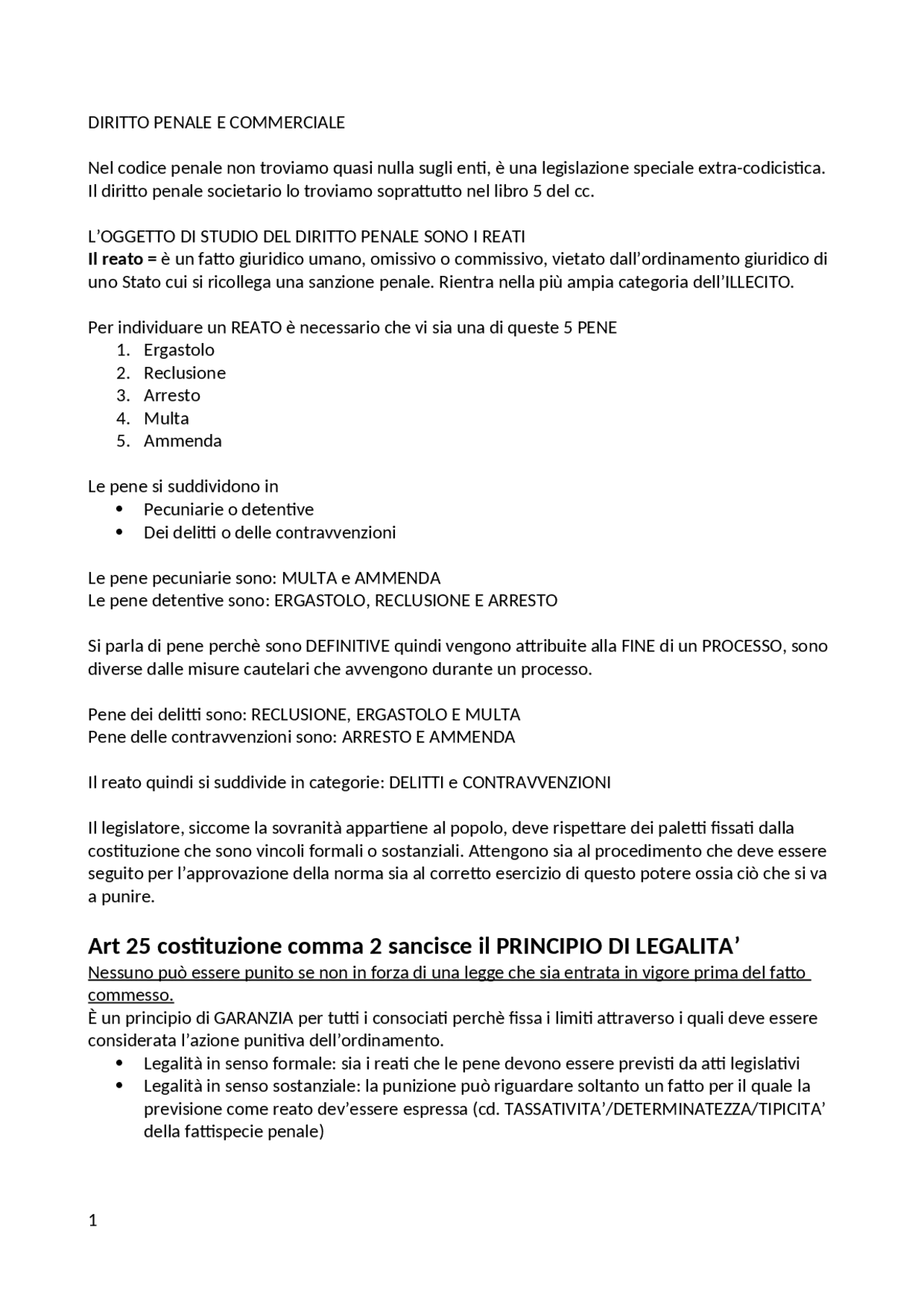 Appunti Diritto Penale E Commerciale Dalessandro Docsity