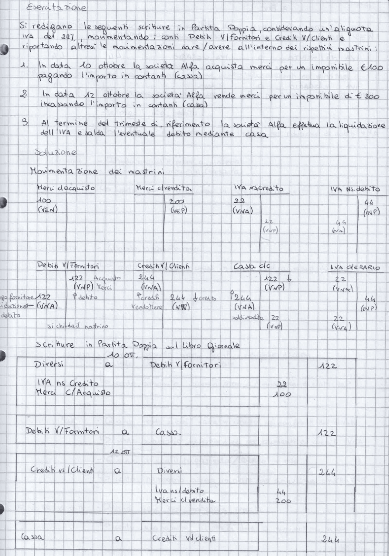 Esercizi Economia Aziendale Docsity