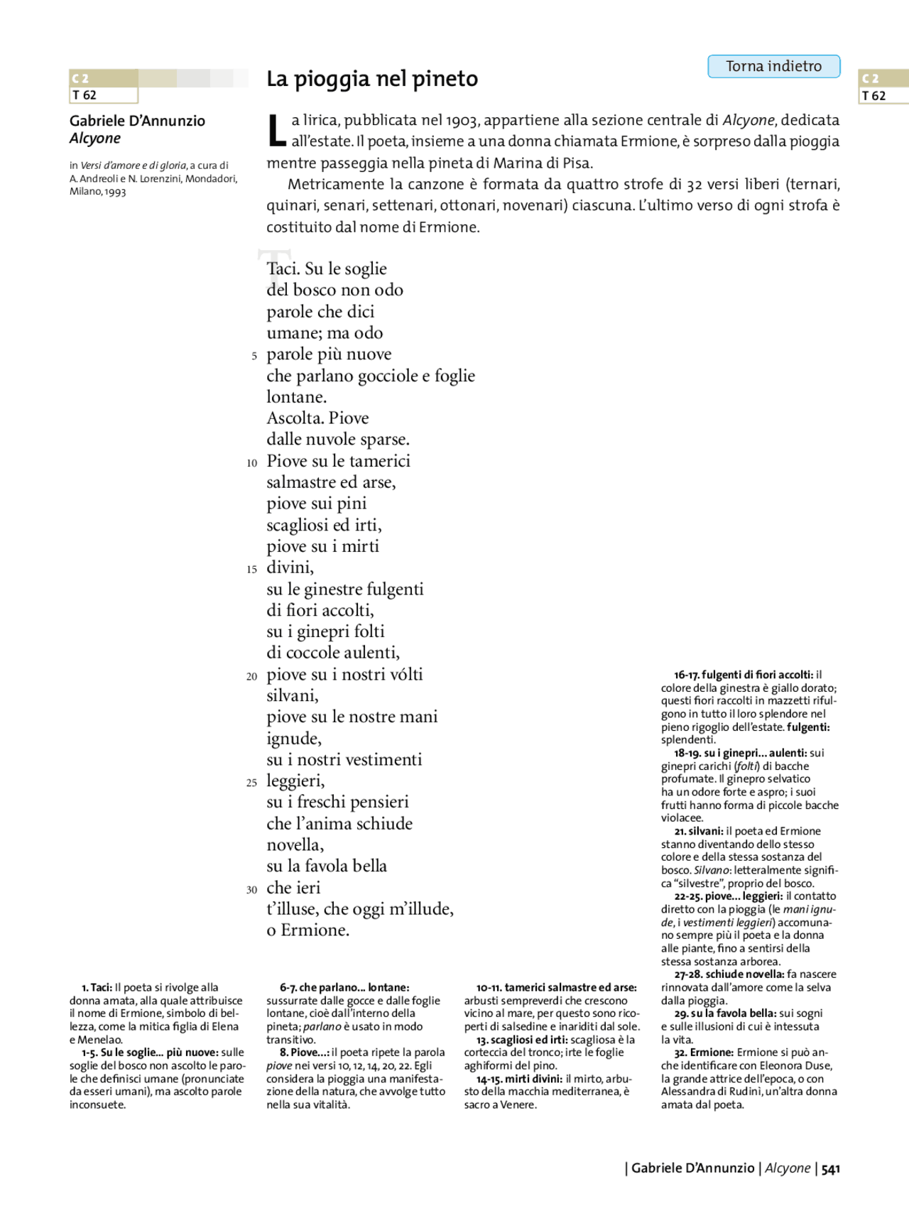 Poesia La Pioggia Nel Pineto Docsity