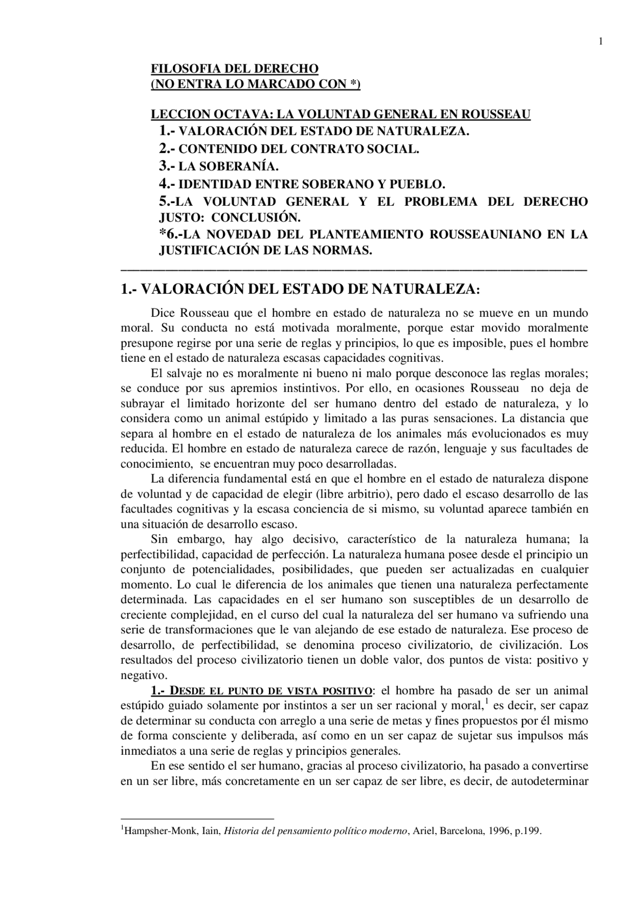 ROUSSEAU y su concepción del Estado de naturaleza - Docsity