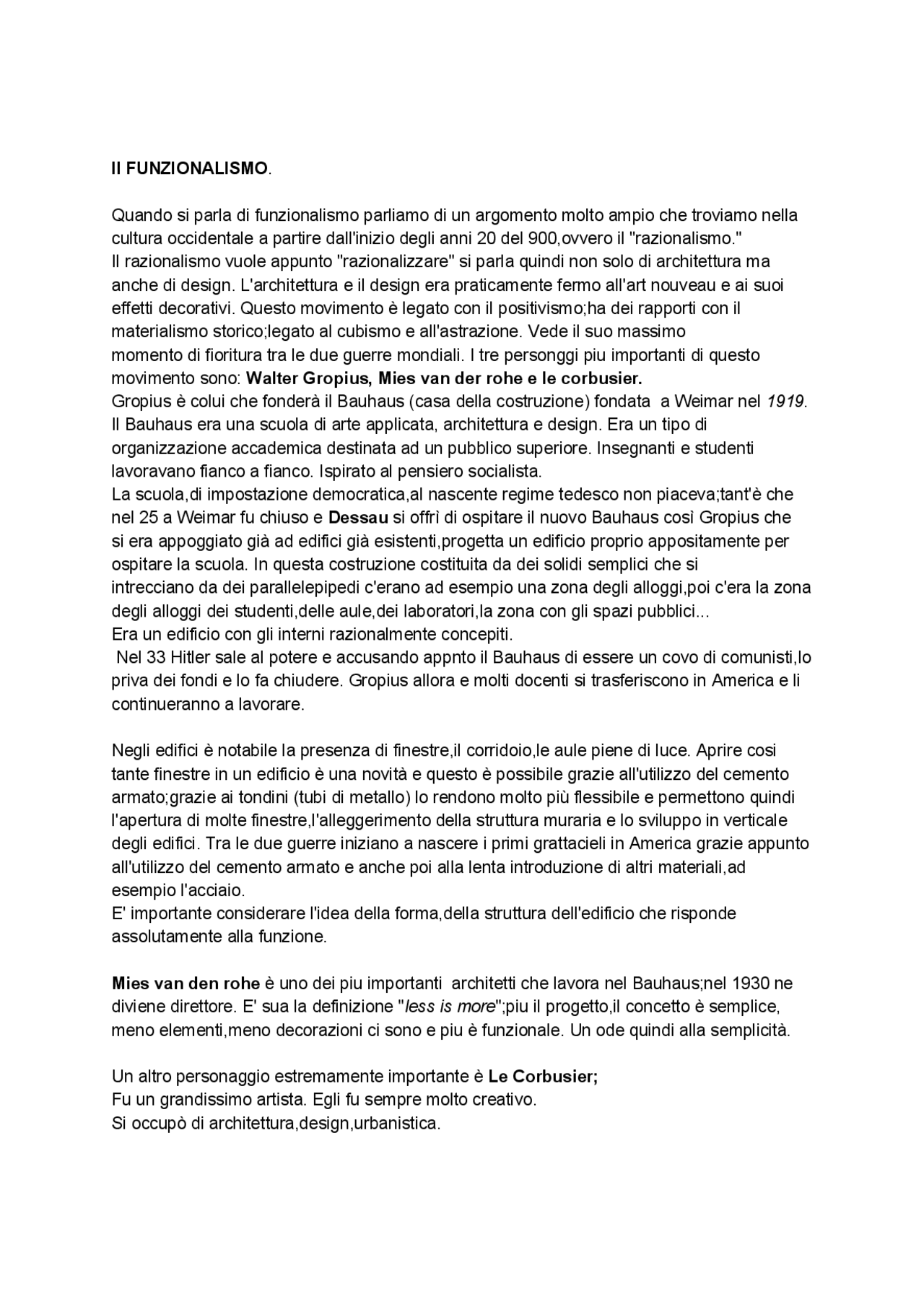 Funzionalismo E Relative Opere Lorganicismo Docsity
