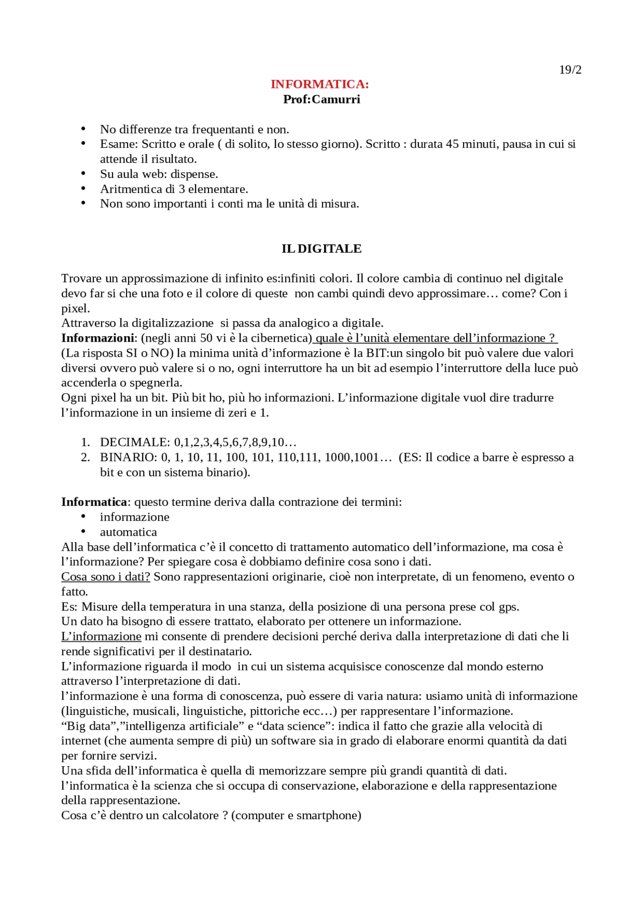 Fondamenti Di Informatica Docsity