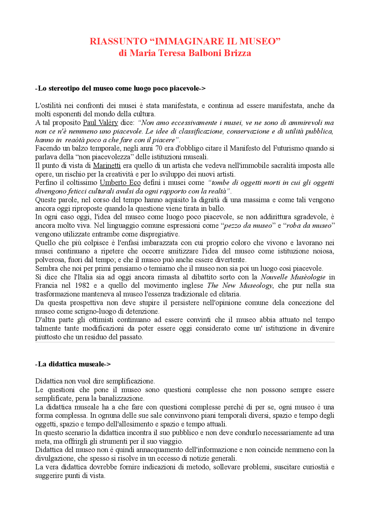 Immaginare Il Museo Riassunto Appunti Di Storia Dellarte Docsity