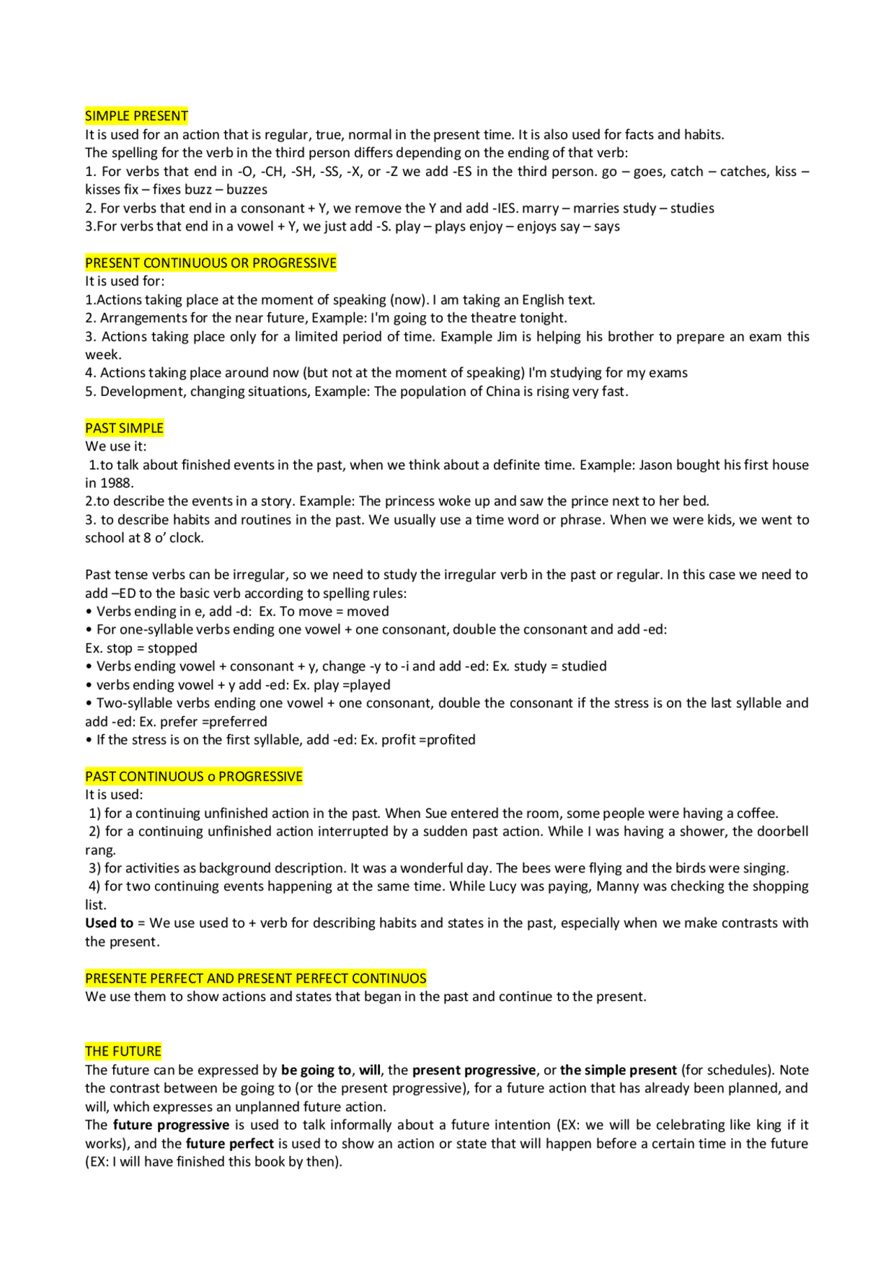 Riassunto Di Grammatica Inglese Docsity