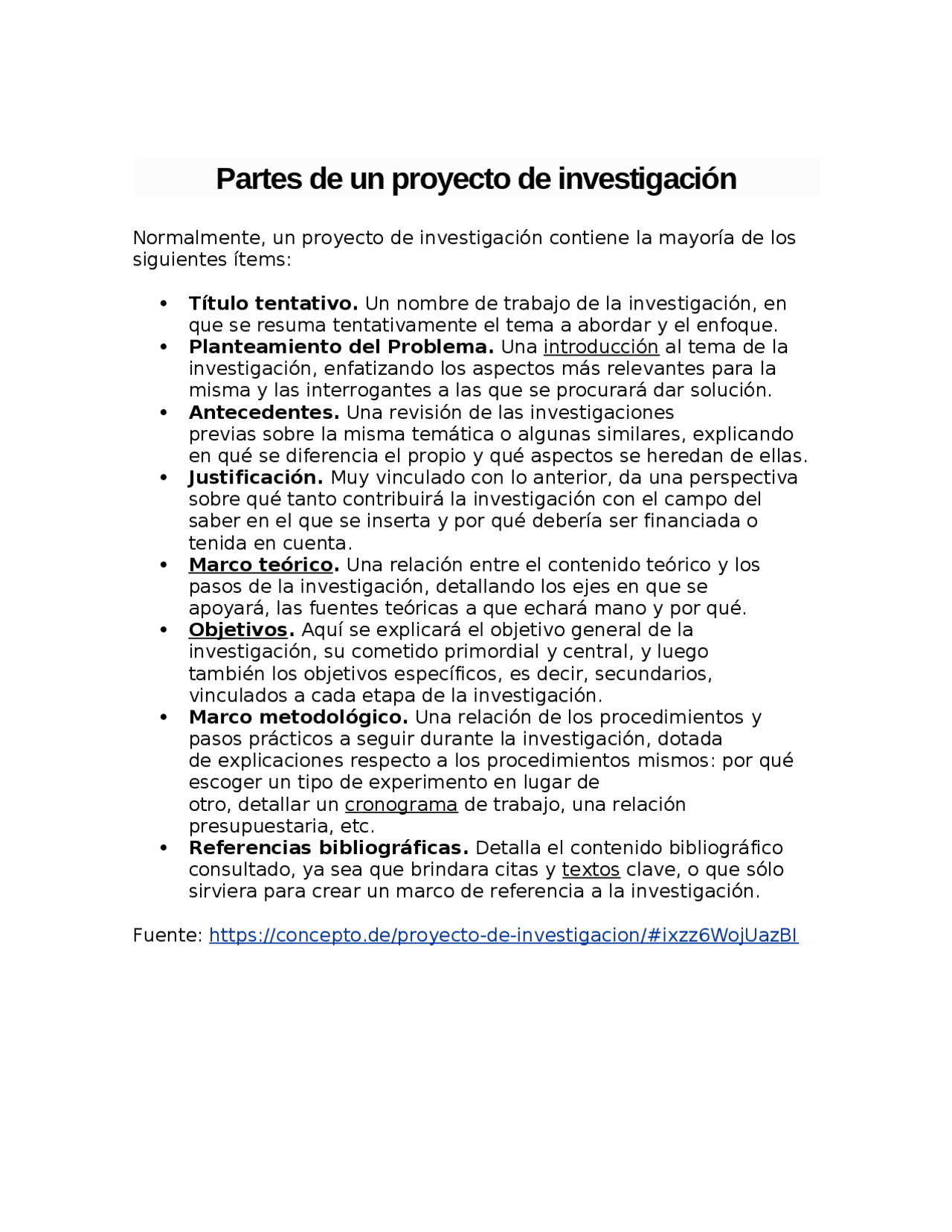 Partes De Un Proyecto De Investigación – BQSHA
