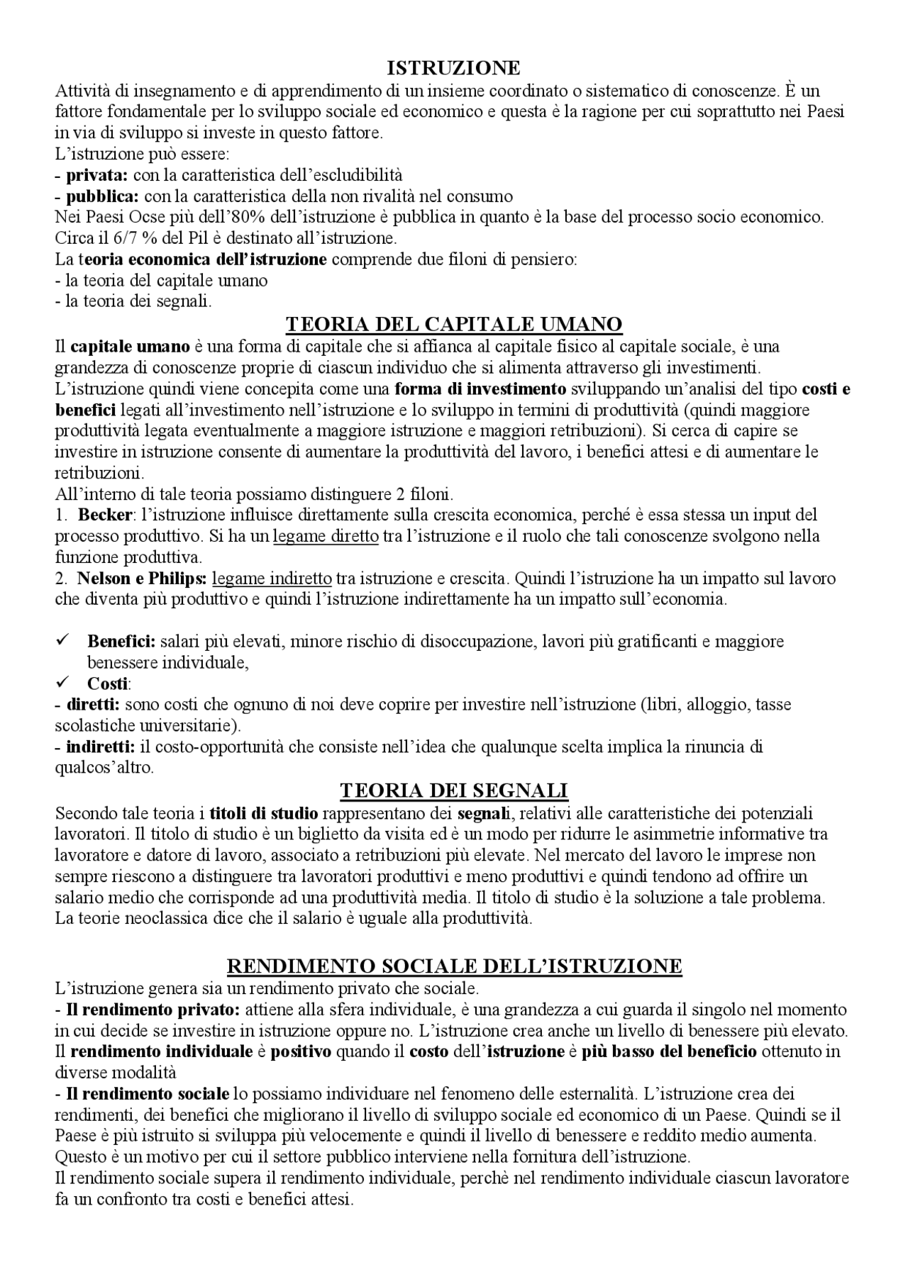 Welfare State Istruzione Docsity