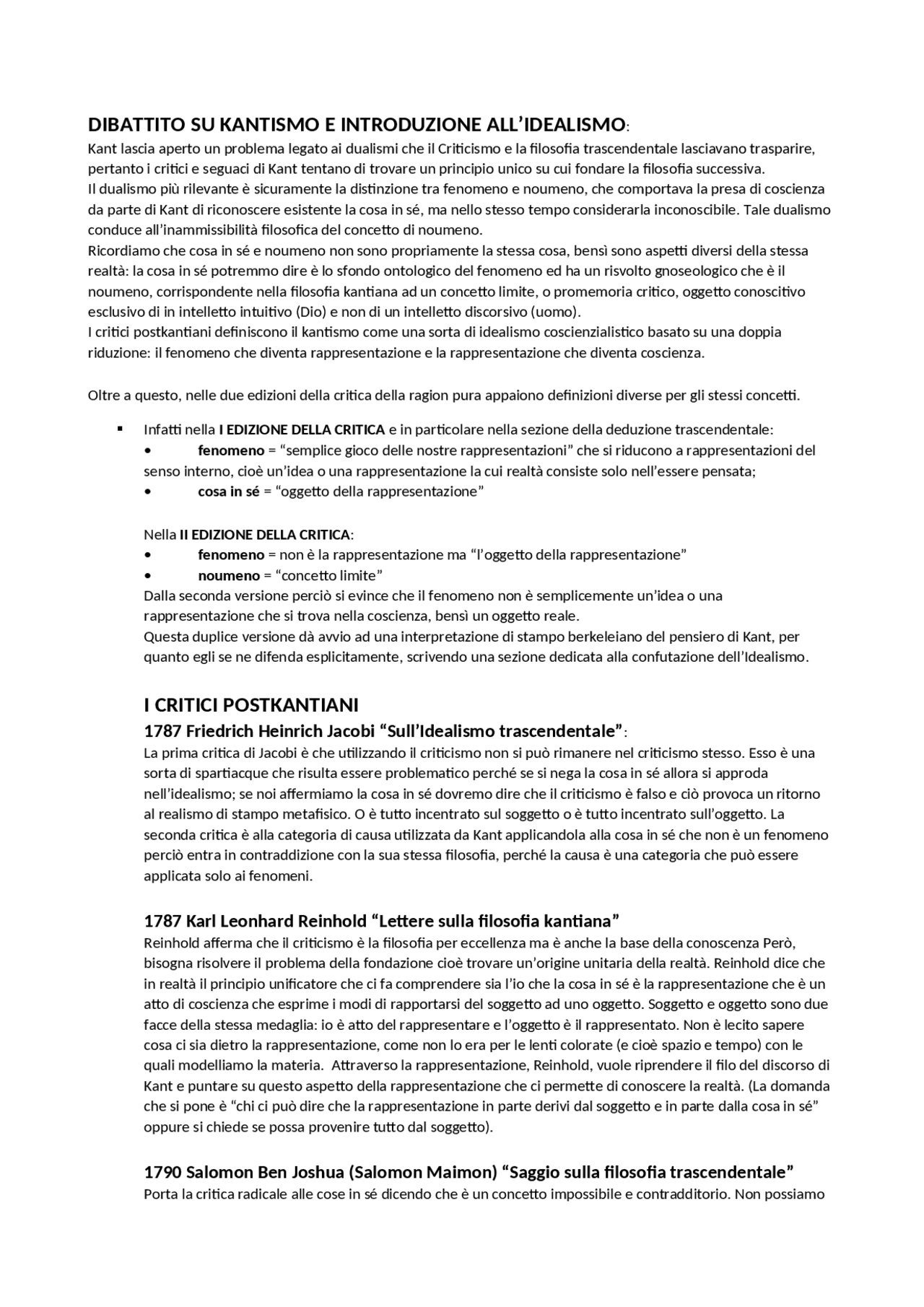 Post Kantiani E Idealismo Fichte E Shelling Docsity