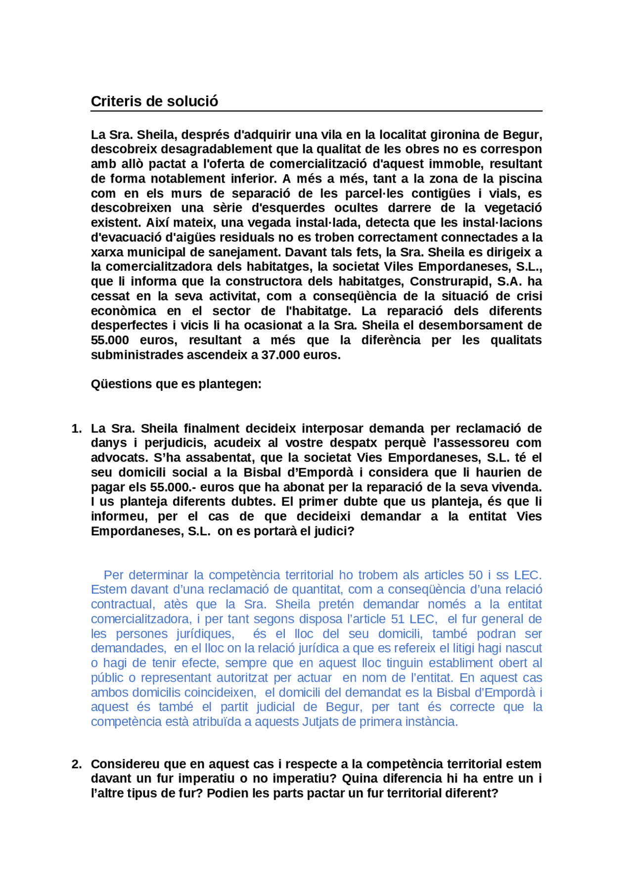 Ejercicios De Procesal I Docsity