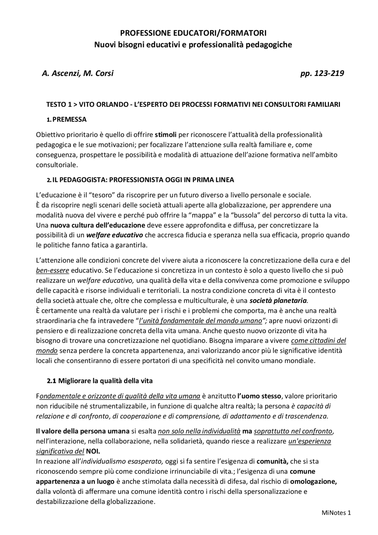 Riassunto Professione Educatori Formatori Docsity