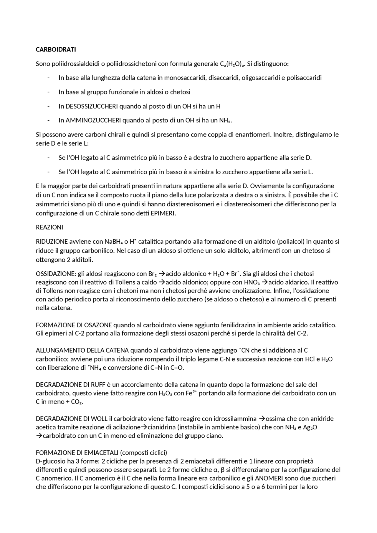 Biochimica Carboidrati Docsity