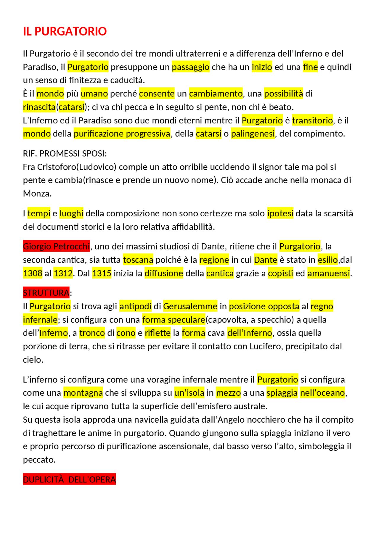 Divina Commedia Appunti Docsity