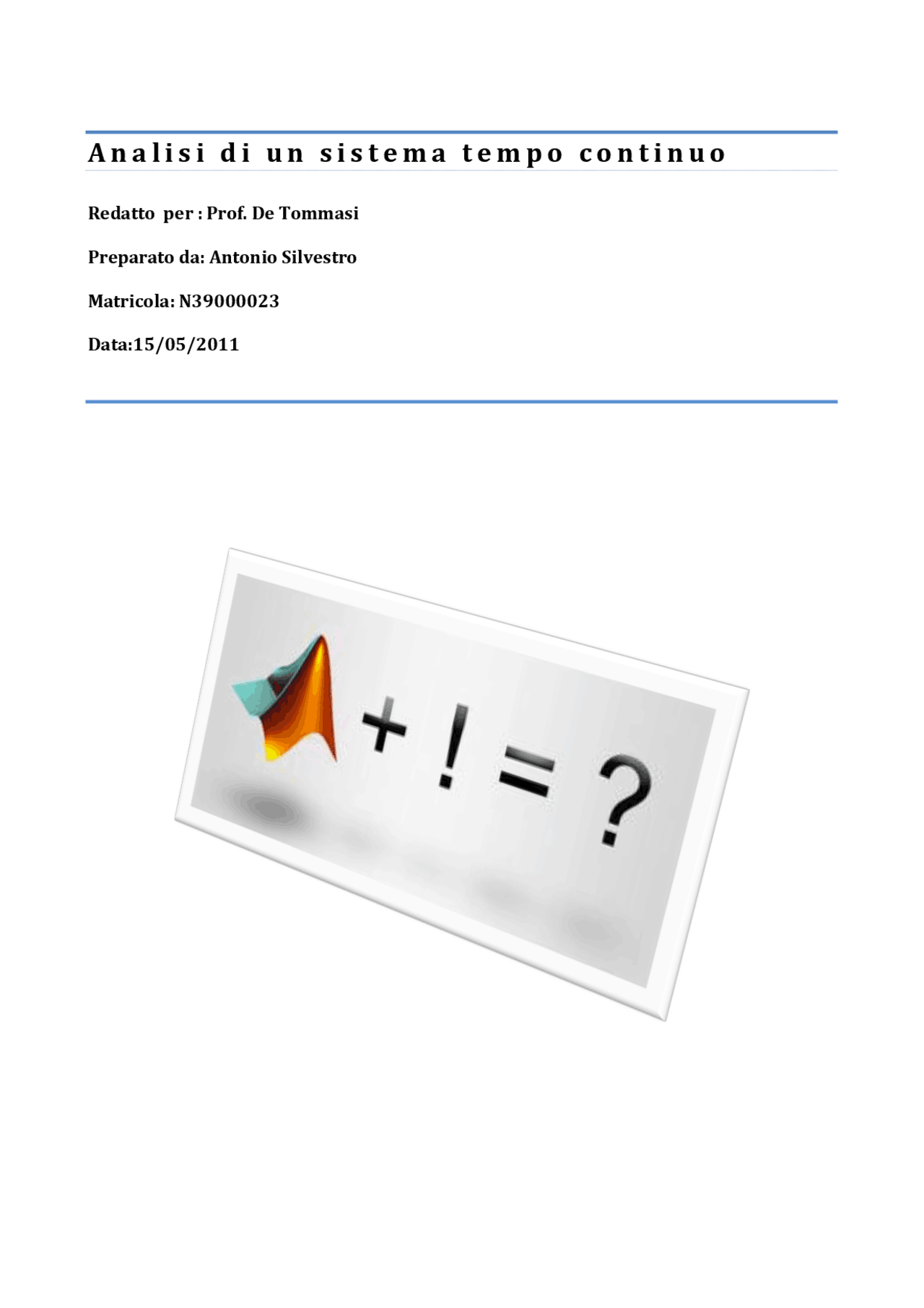 Teoria Dei Sistemi Ing Automazione Docsity