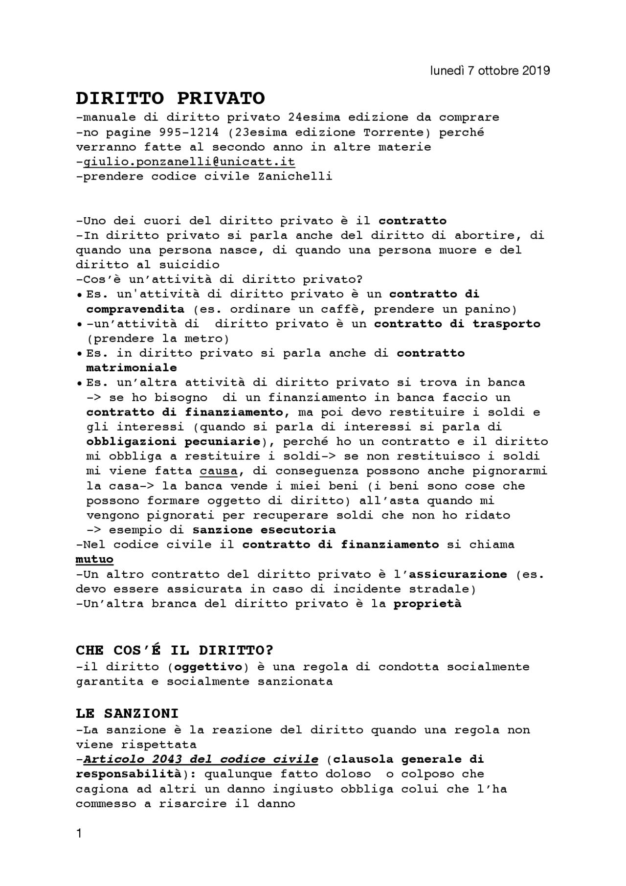 Appunti Diritto Privato Docsity