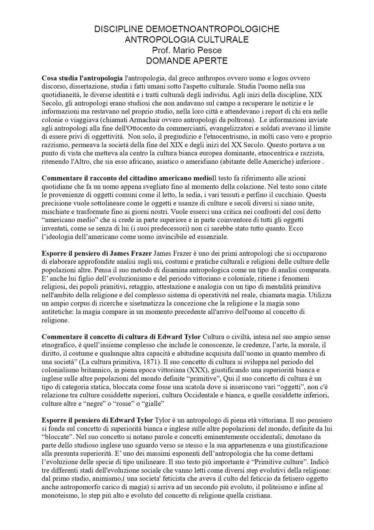Discipline Demoetnoantropologiche Aperte Docsity