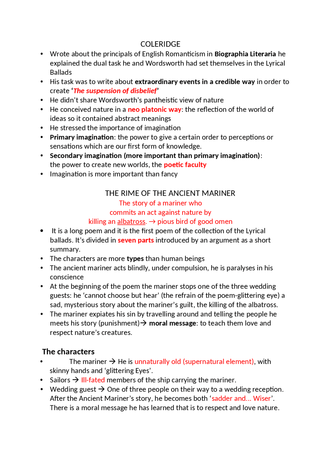 Samuel Taylor Coleridge Docsity