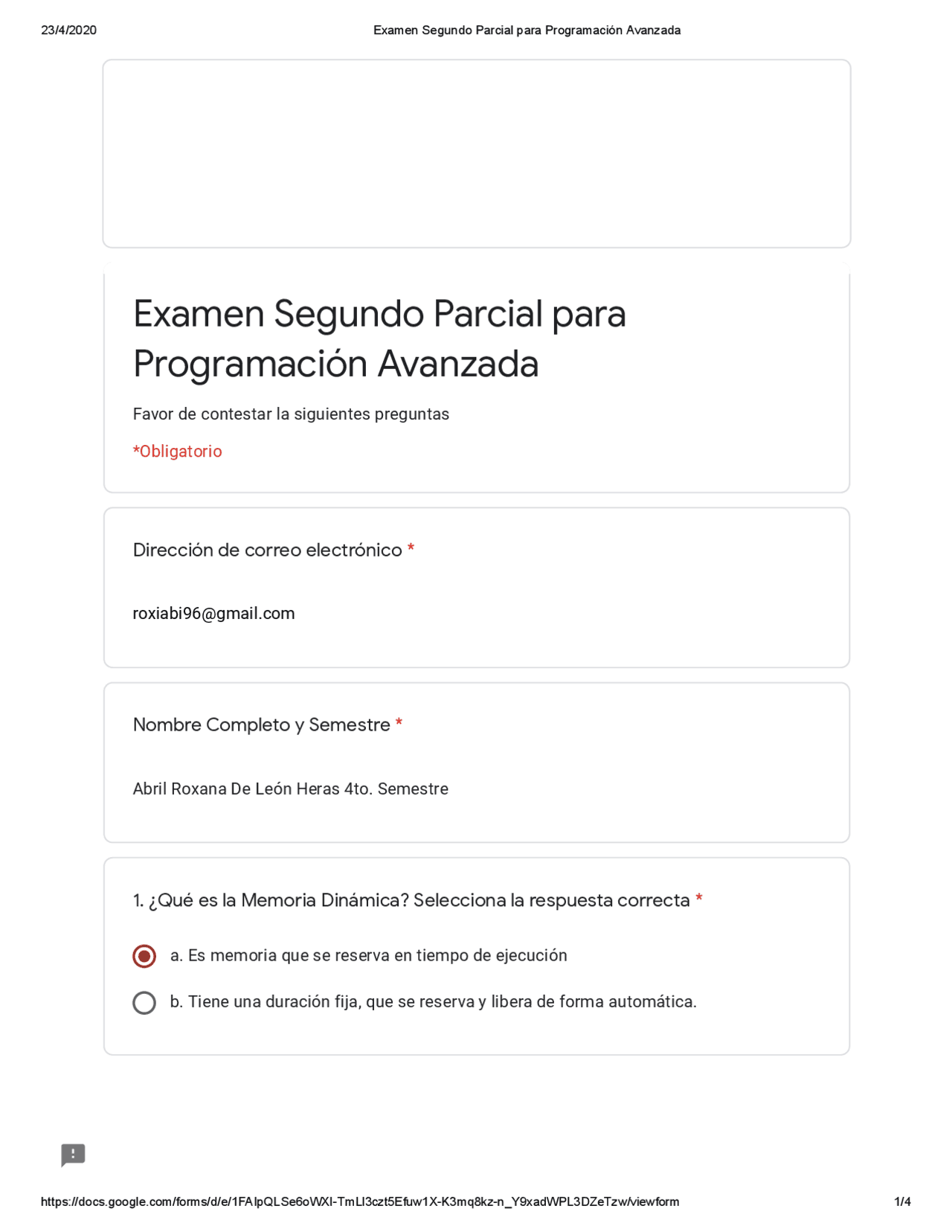 Examen de Programación del Segundo Parcial | Exámenes de Programación C | Docsity
